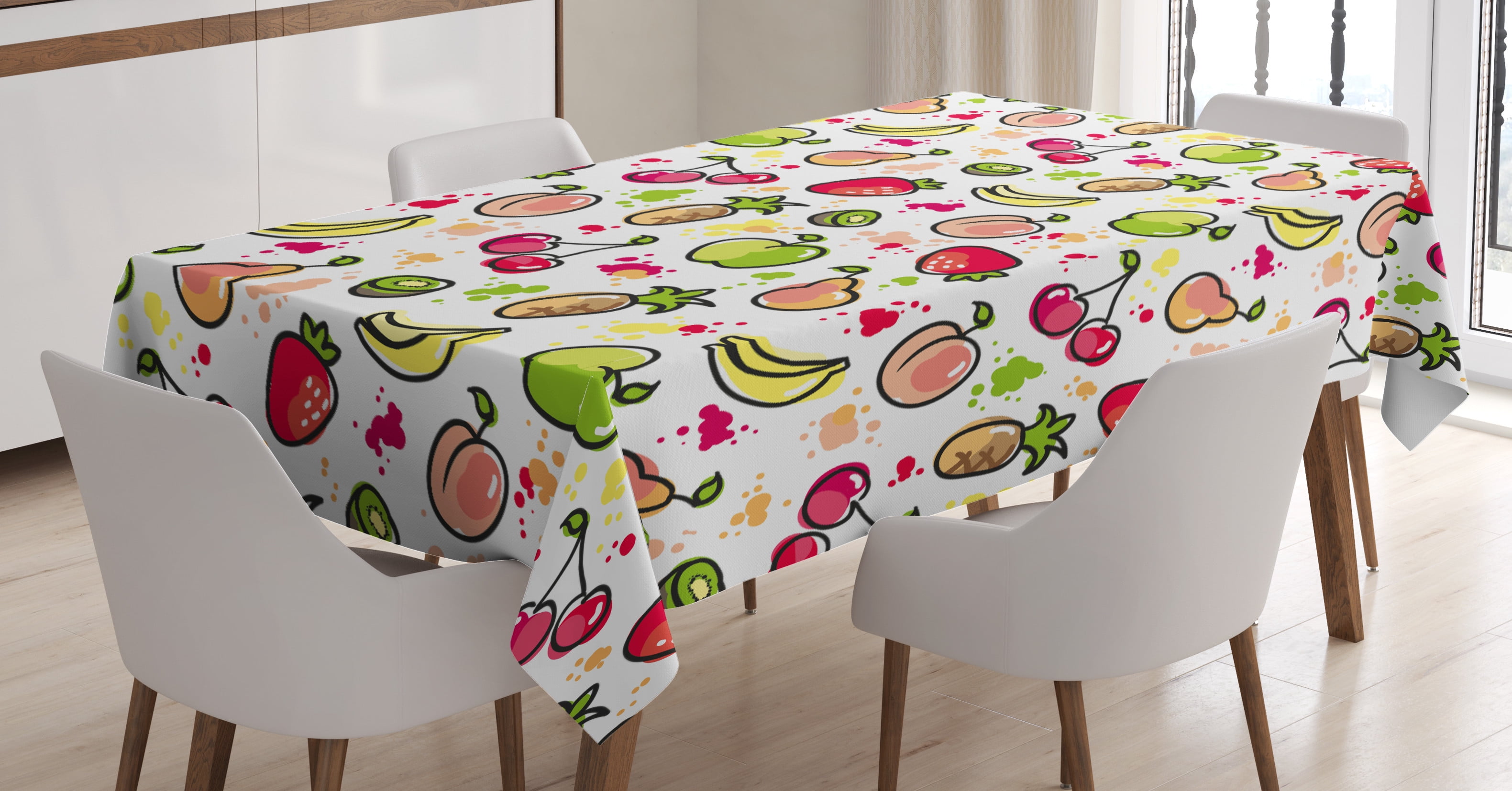 Ambesonne Fruits Tablecloth Rectangular Table Cover, Watercolor Pear ...