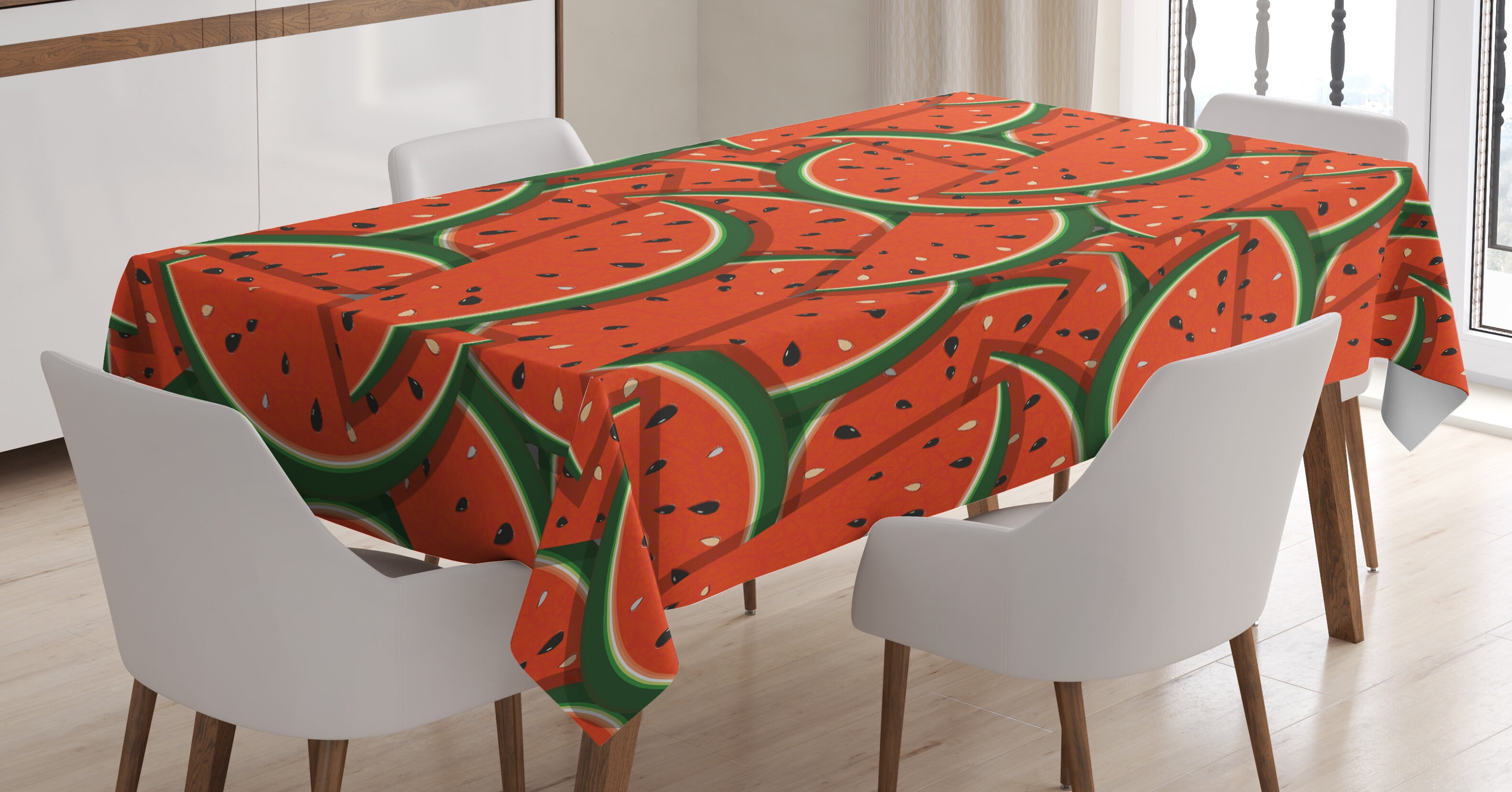 Ambesonne Fruits Tablecloth Rectangular Table Cover, Yummy Watermelon ...