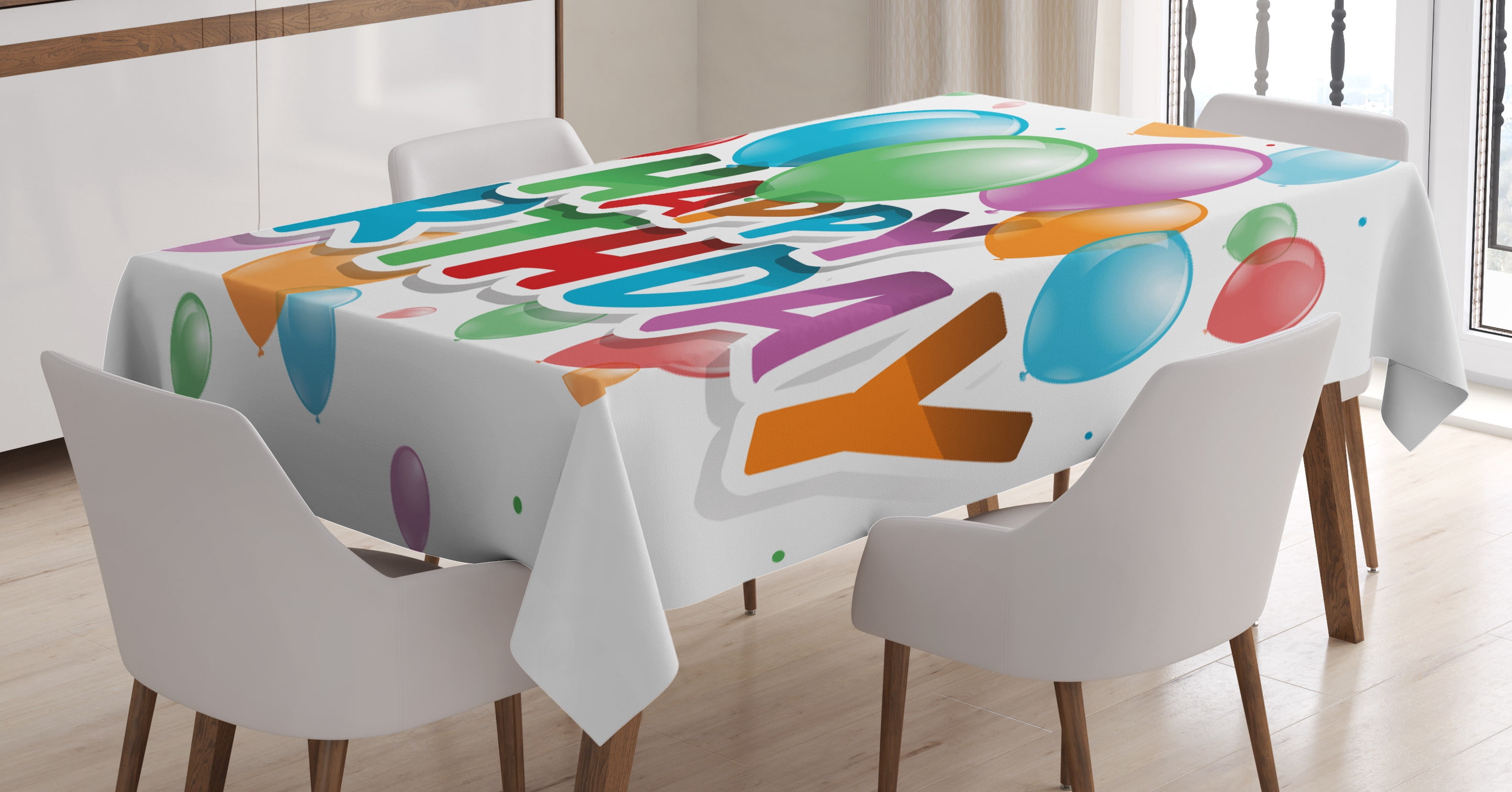 Ambesonne Fun Tablecloth Rectangular Table Cover, Balloon Burst ...