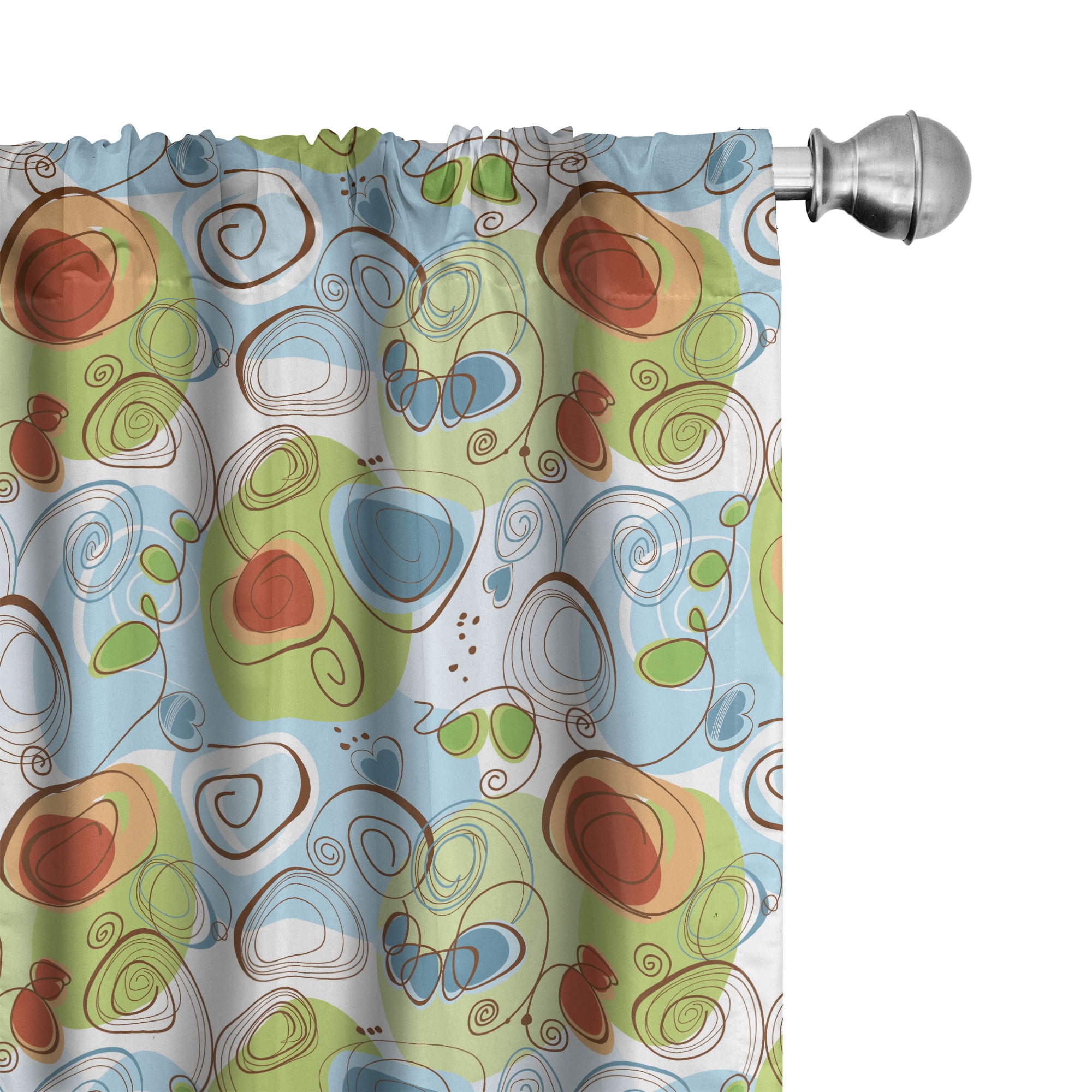 Ambesonne Funky Curtains, Whimsical Doodle Swirls, Pair of 28"x63 ...