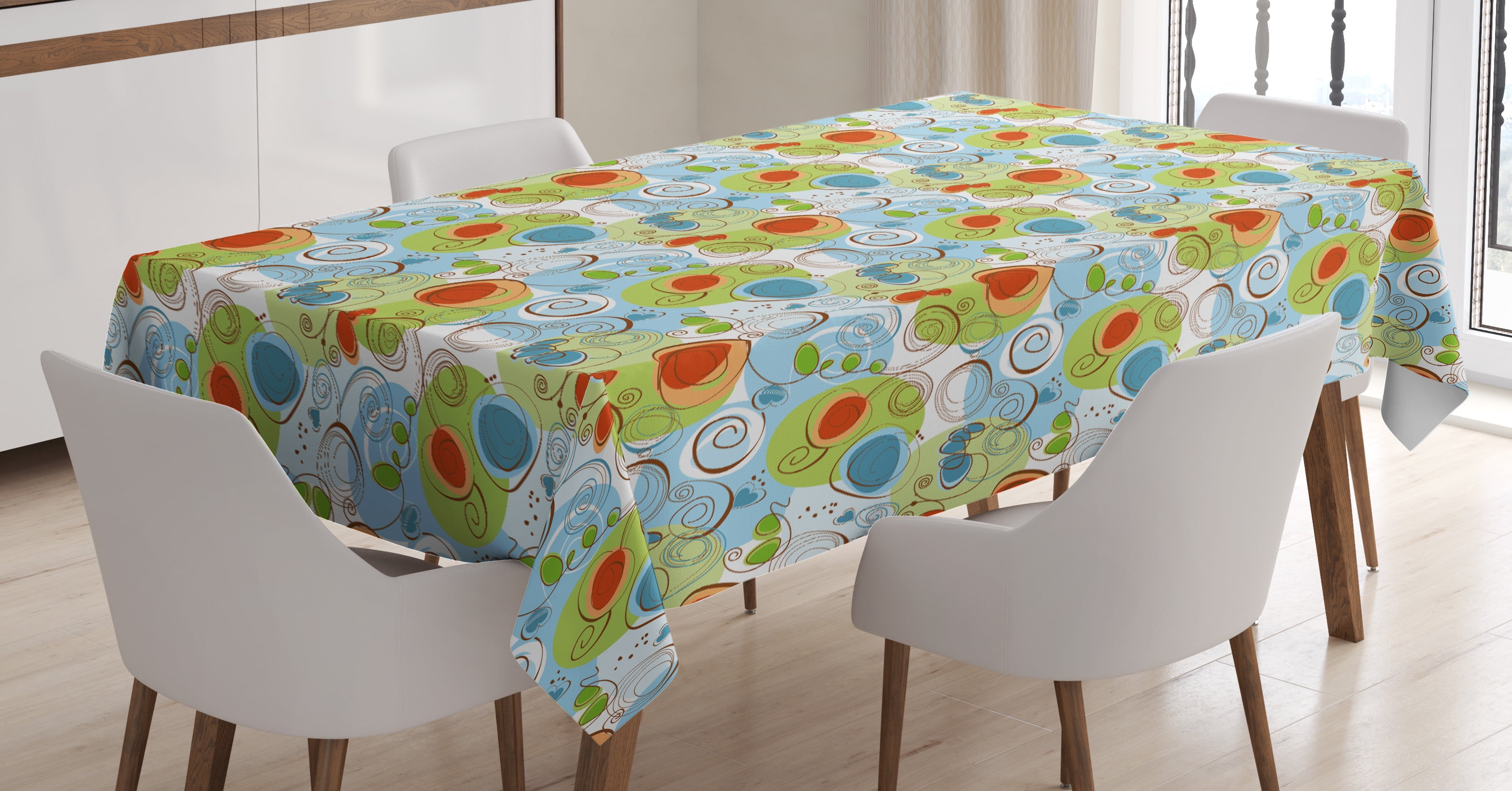 Ambesonne Funky Tablecloth Rectangular Table Cover, Whimsical Doodle ...