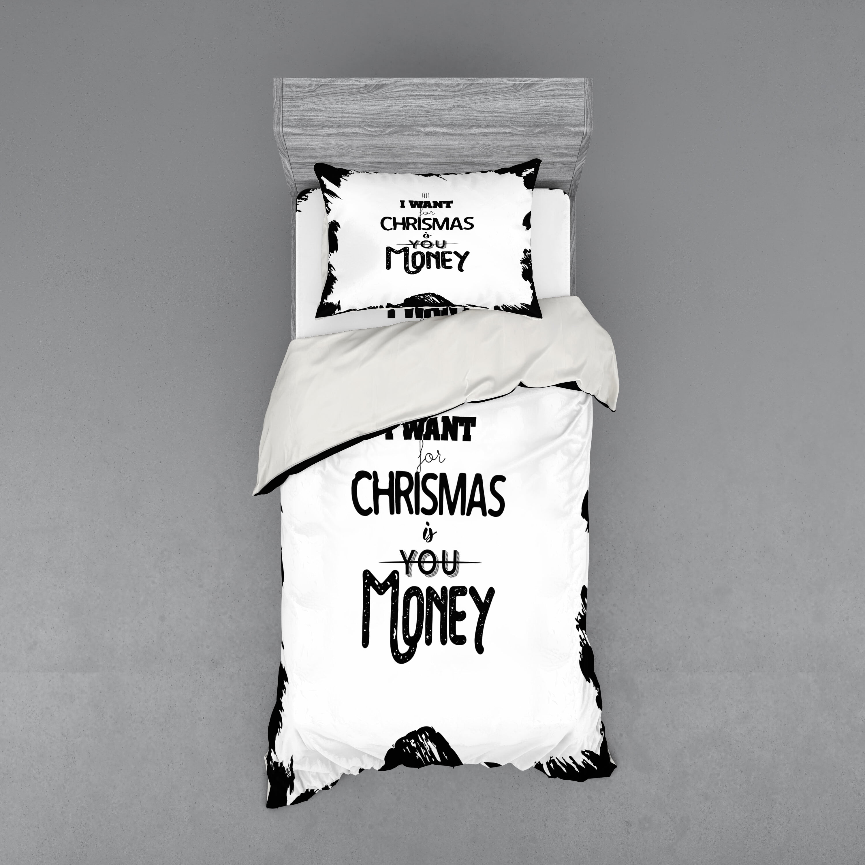 Ambesonne Funny Bedding Set 3 Pcs, Humorous Words with Christmas, Twin ...