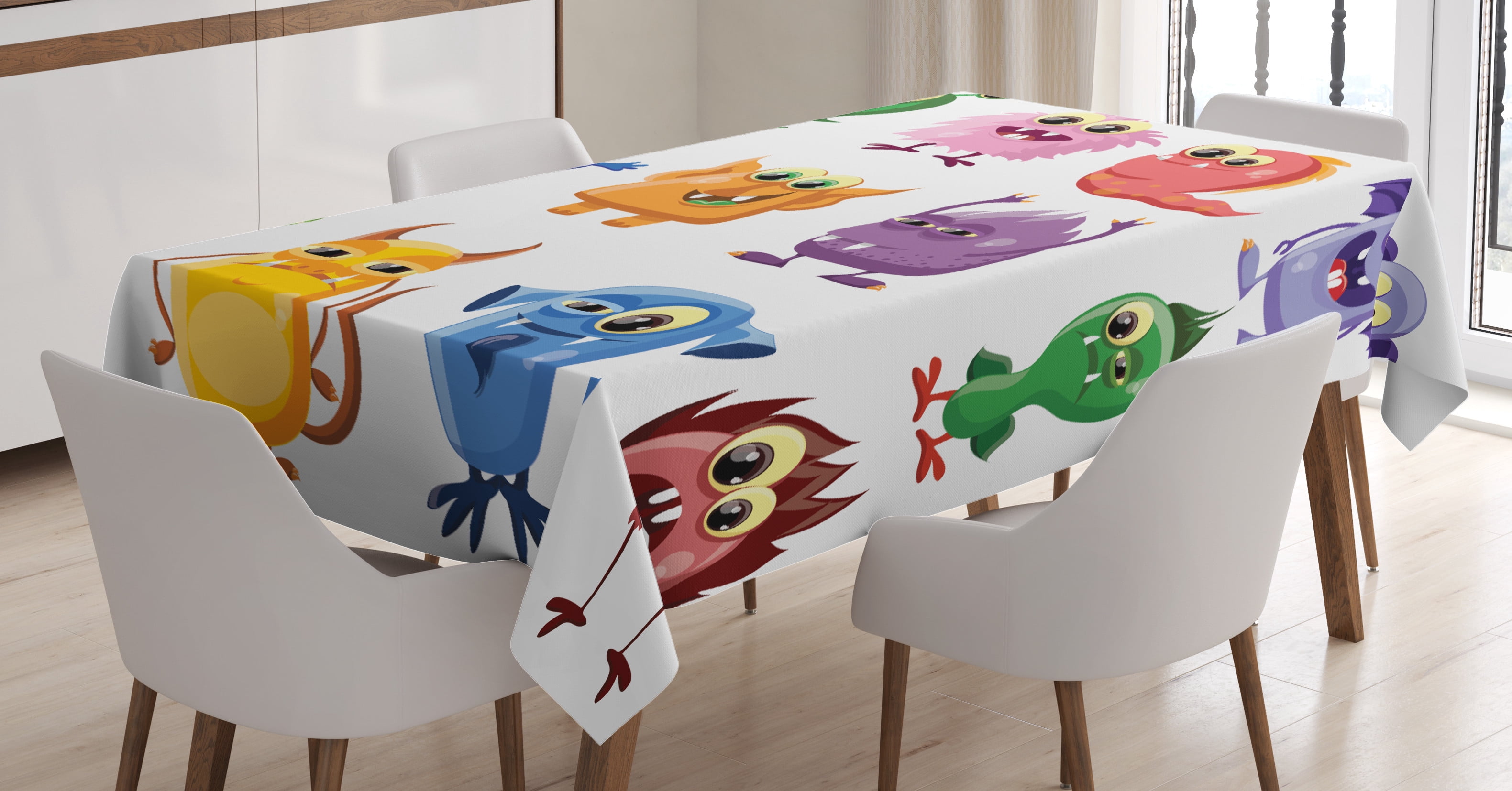 Ambesonne Funny Tablecloth Rectangular Table Cover, Cartoon Aliens ...