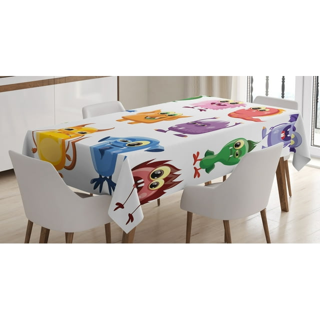 Ambesonne Funny Tablecloth Rectangular Table Cover, Cartoon Aliens ...