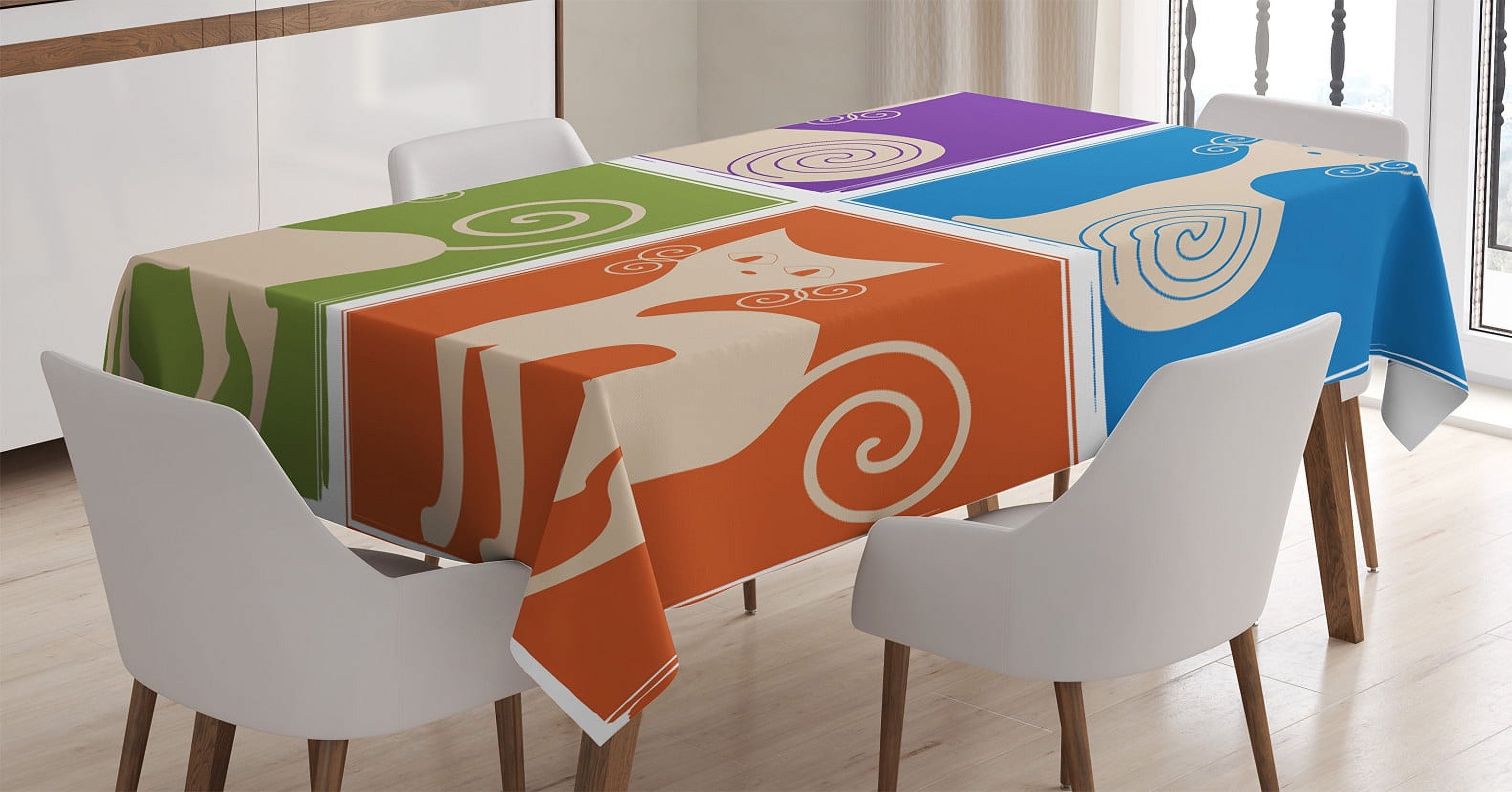 Ambesonne Funny Tablecloth Rectangular Table Cover, Cartoon Cats ...