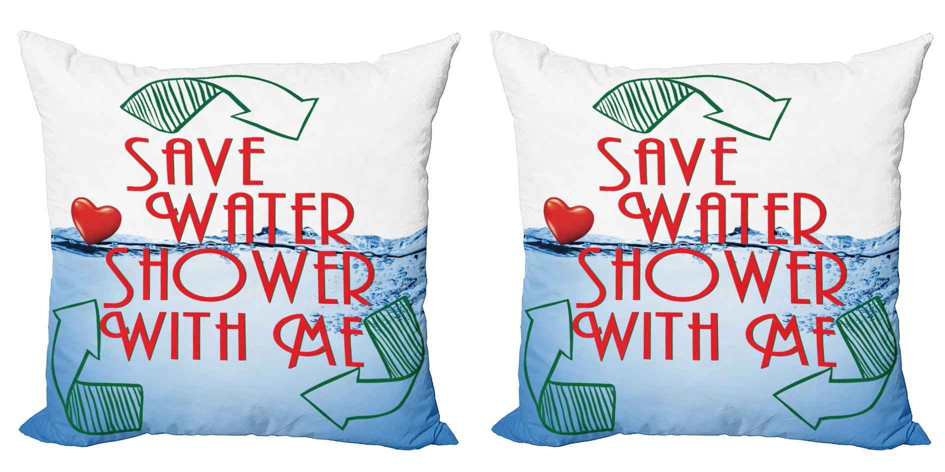 Ambesonne Funny Throw Pillow Cover 2 Pack, Save Water Shower with Me ...