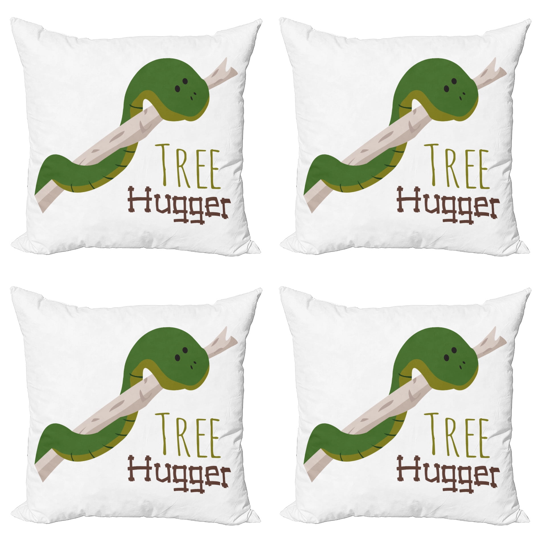 Ambesonne Funny Throw Pillow Cover 4 Pack, Cartoon Snake Mascot Love ...