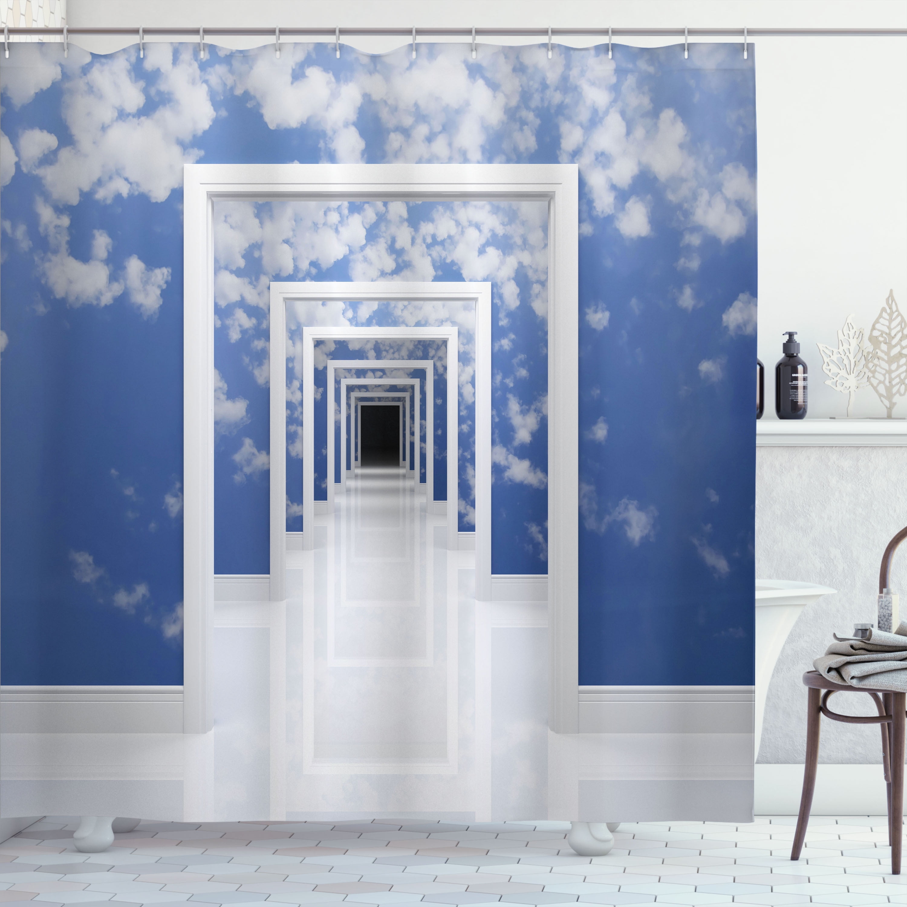 Ambesonne Futuristic Shower Curtain, Sky Clouds on Walls, 69"Wx70"L ...