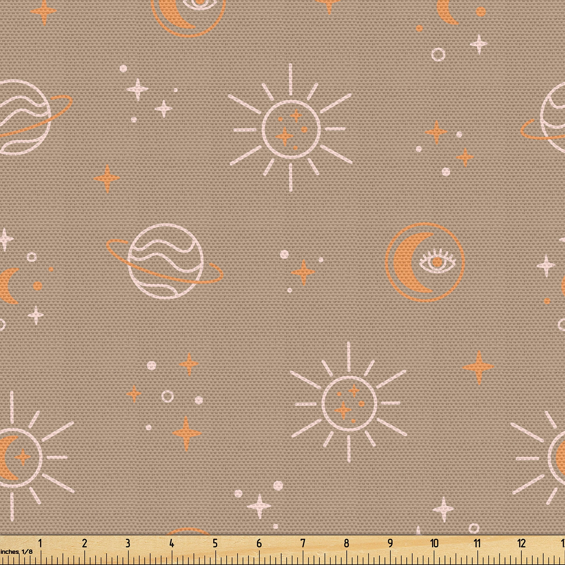 Ambesonne Galaxy Fabric by the Yard Upholstery, Moon Star Planet ...