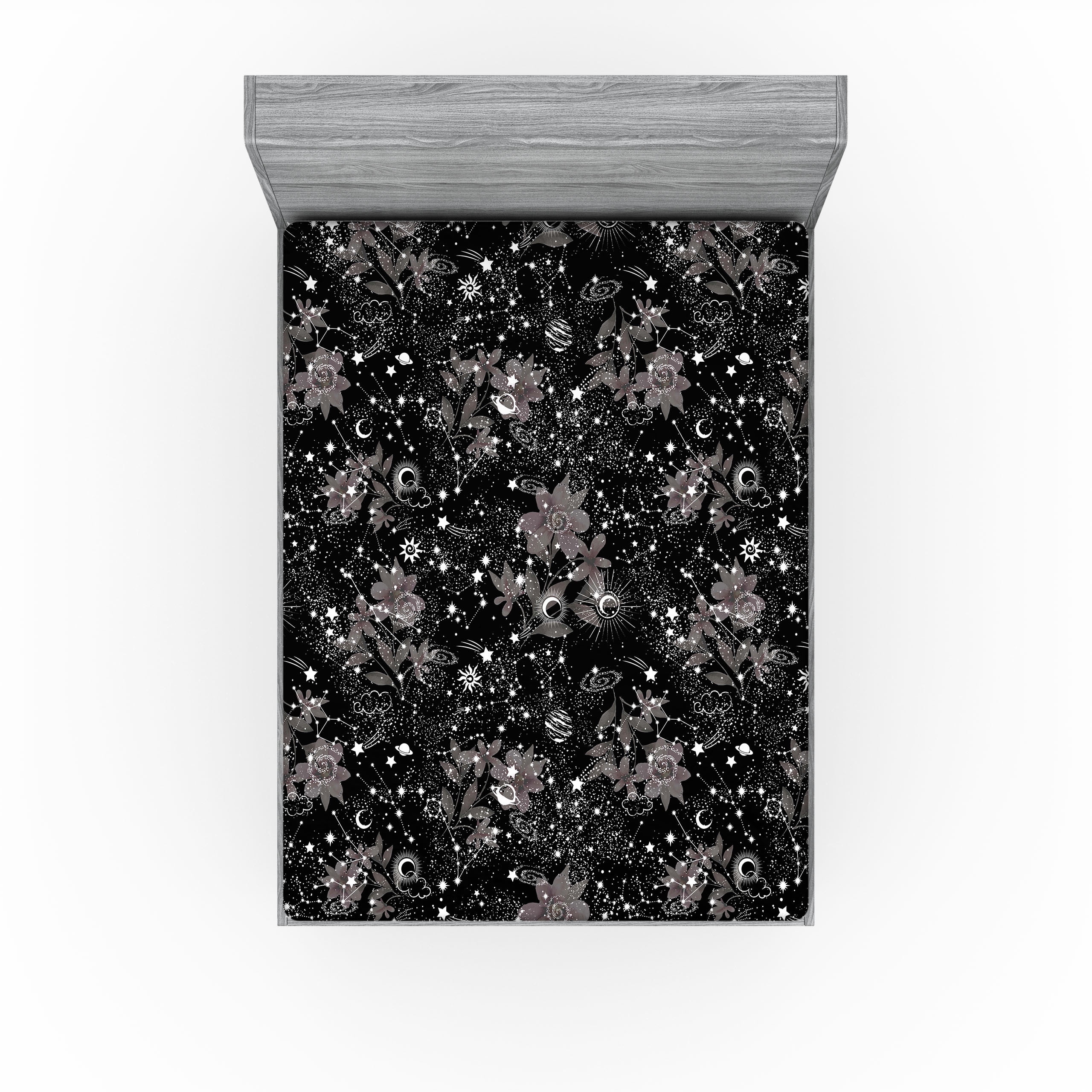 Ambesonne Galaxy Fitted Sheet, Astro Art Roses Space Print, Full Size ...