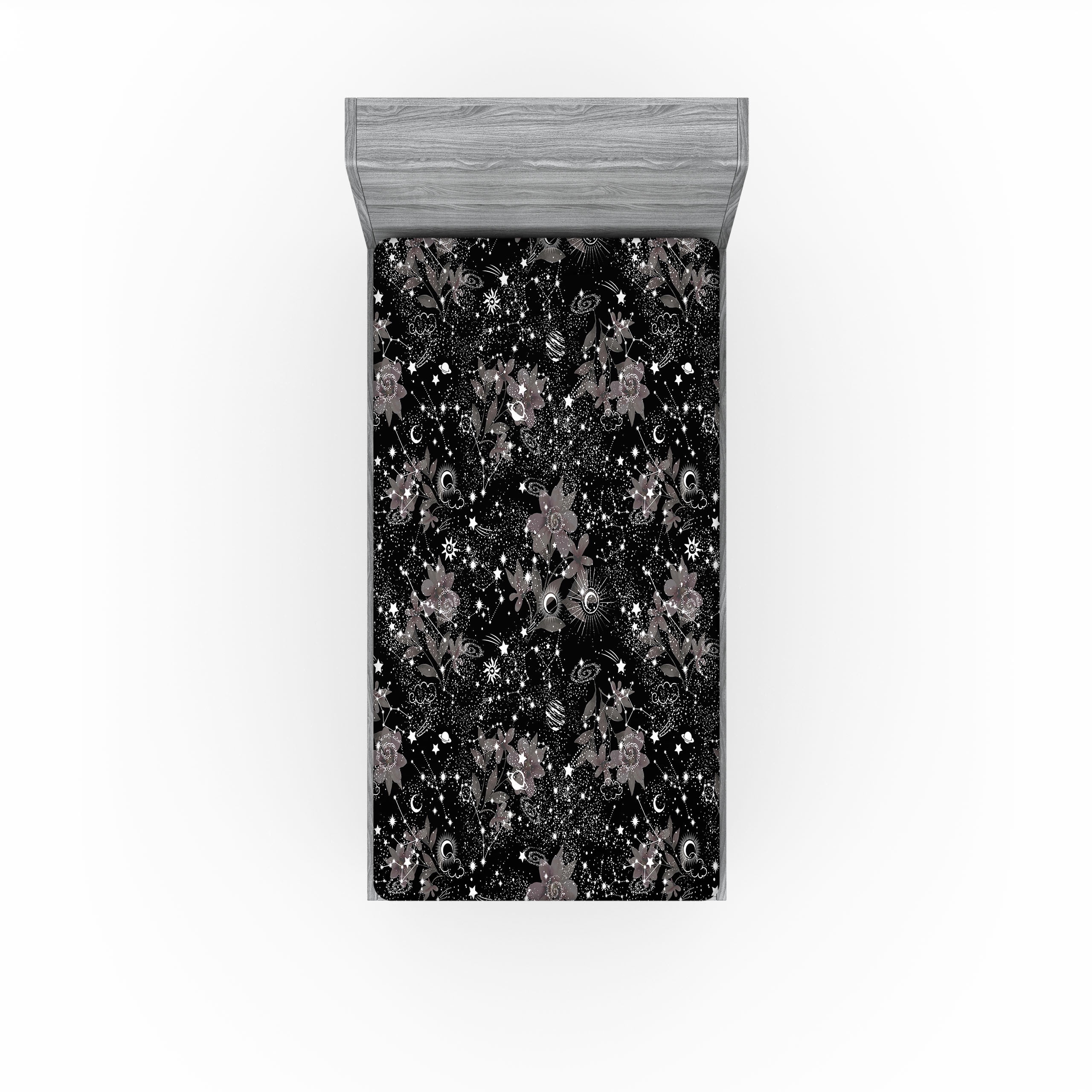 Ambesonne Galaxy Fitted Sheet, Astro Art Roses Space Print, Twin Size ...