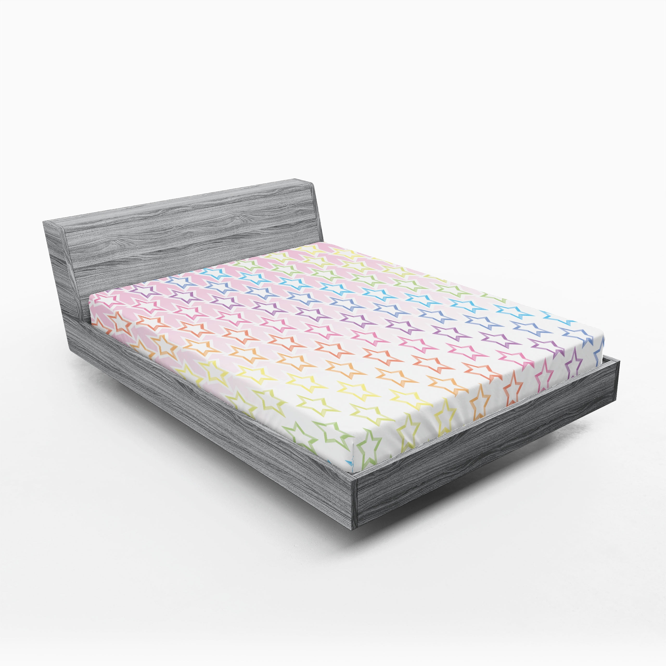 Ambesonne Galaxy Fitted Sheet, Stars in Rainbow Colors, Full Size, Pink ...