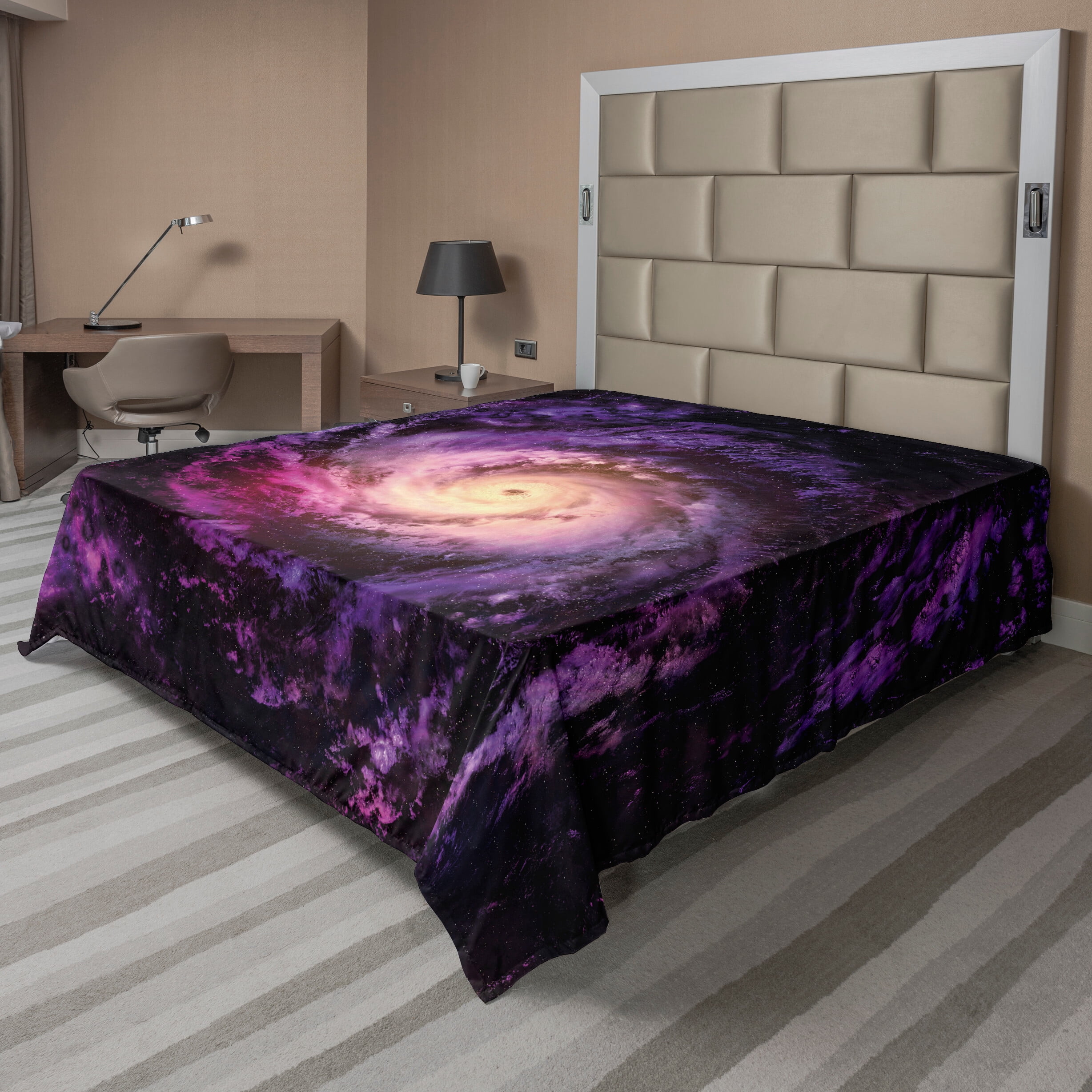 Ambesonne Galaxy Flat Sheet, Cloudy Space Cosmos, Queen Size, Black ...