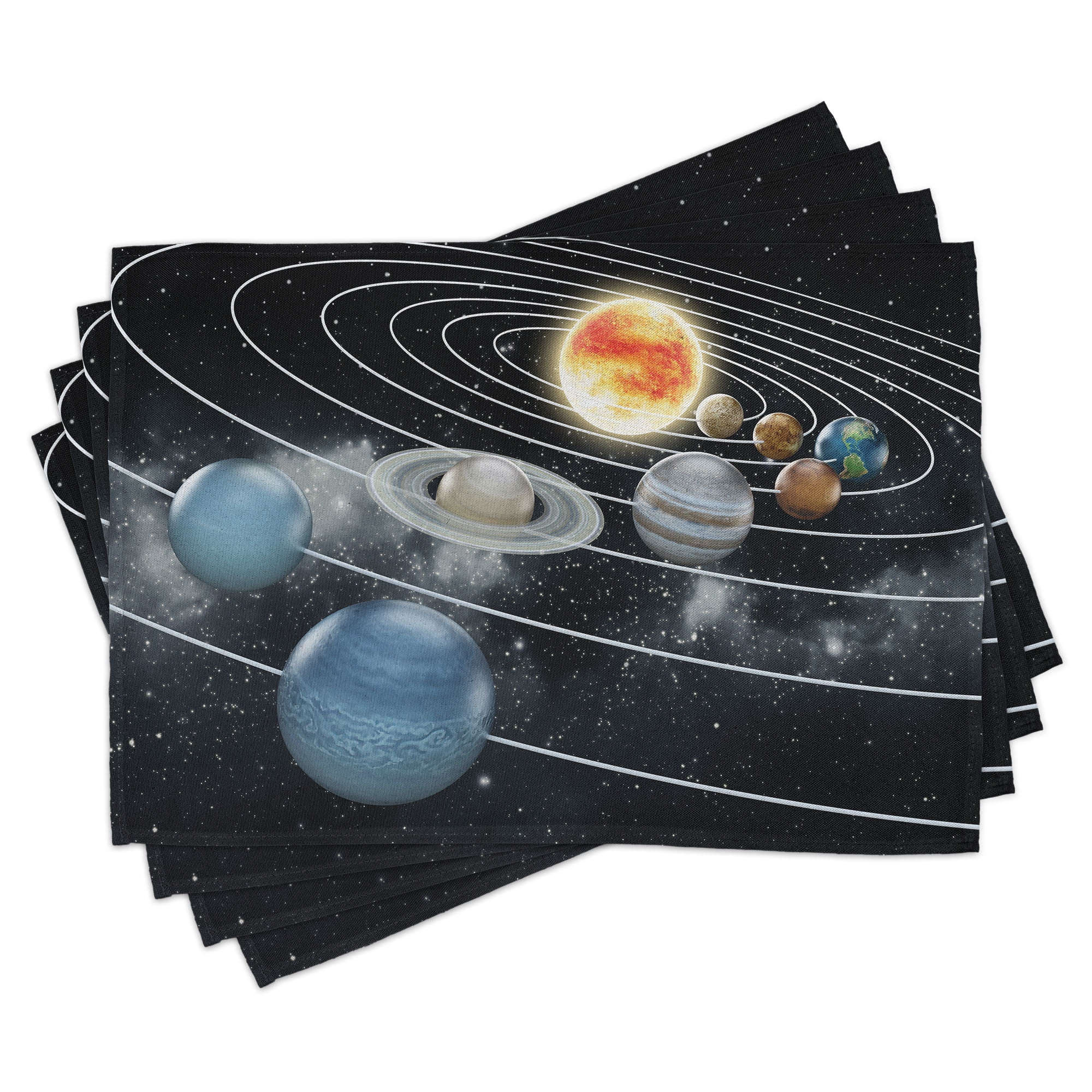 Ambesonne Galaxy Place Mats Set of 4, Solar System Sun Planets ...