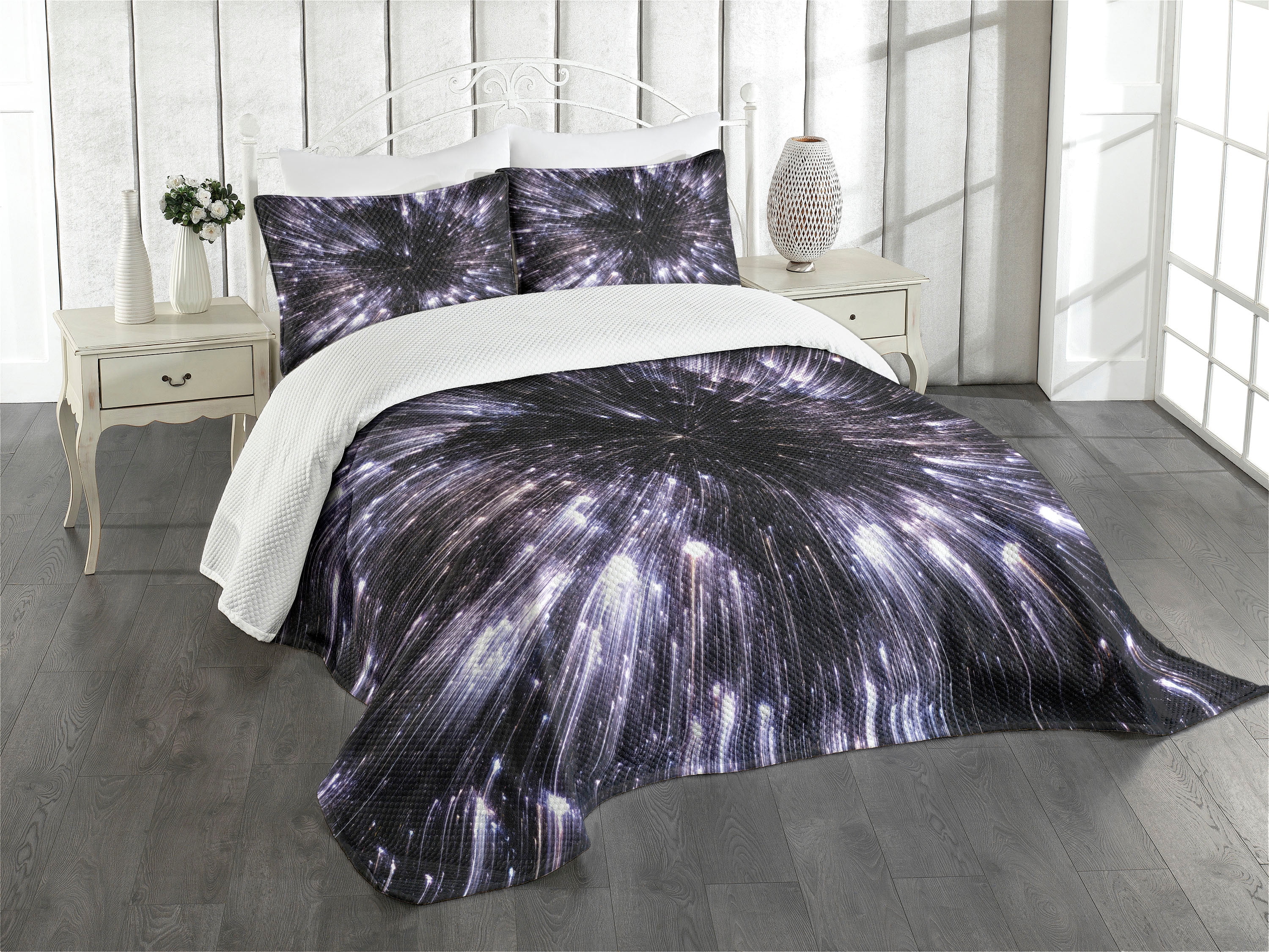 Ambesonne Galaxy Quilted Bedspread Set 3 Pcs, Universe Space Travel ...