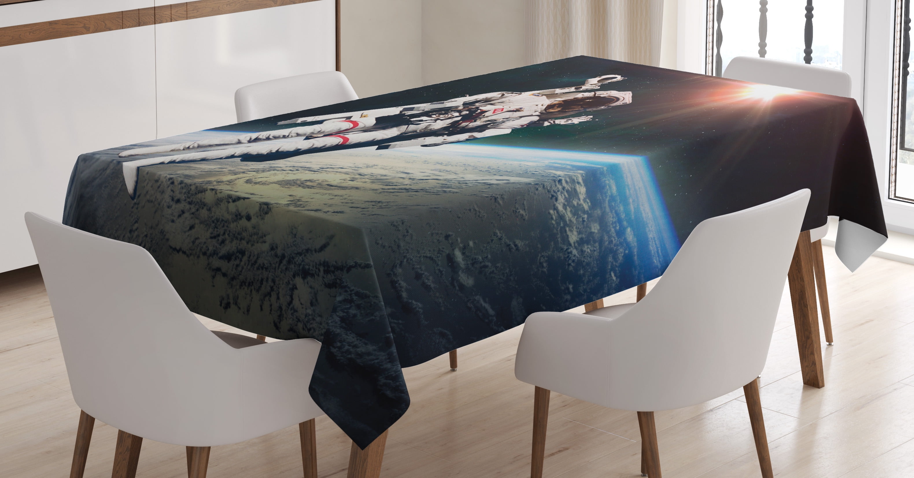 Ambesonne Galaxy Tablecloth Rectangular Table Cover, Astronaut with Sun ...