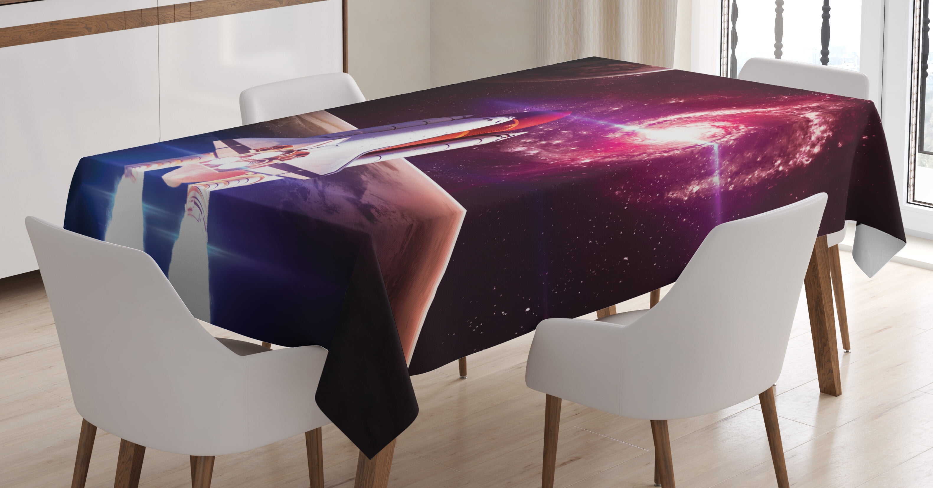 Ambesonne Galaxy Tablecloth Rectangular Table Cover, Milky Way Galactic ...