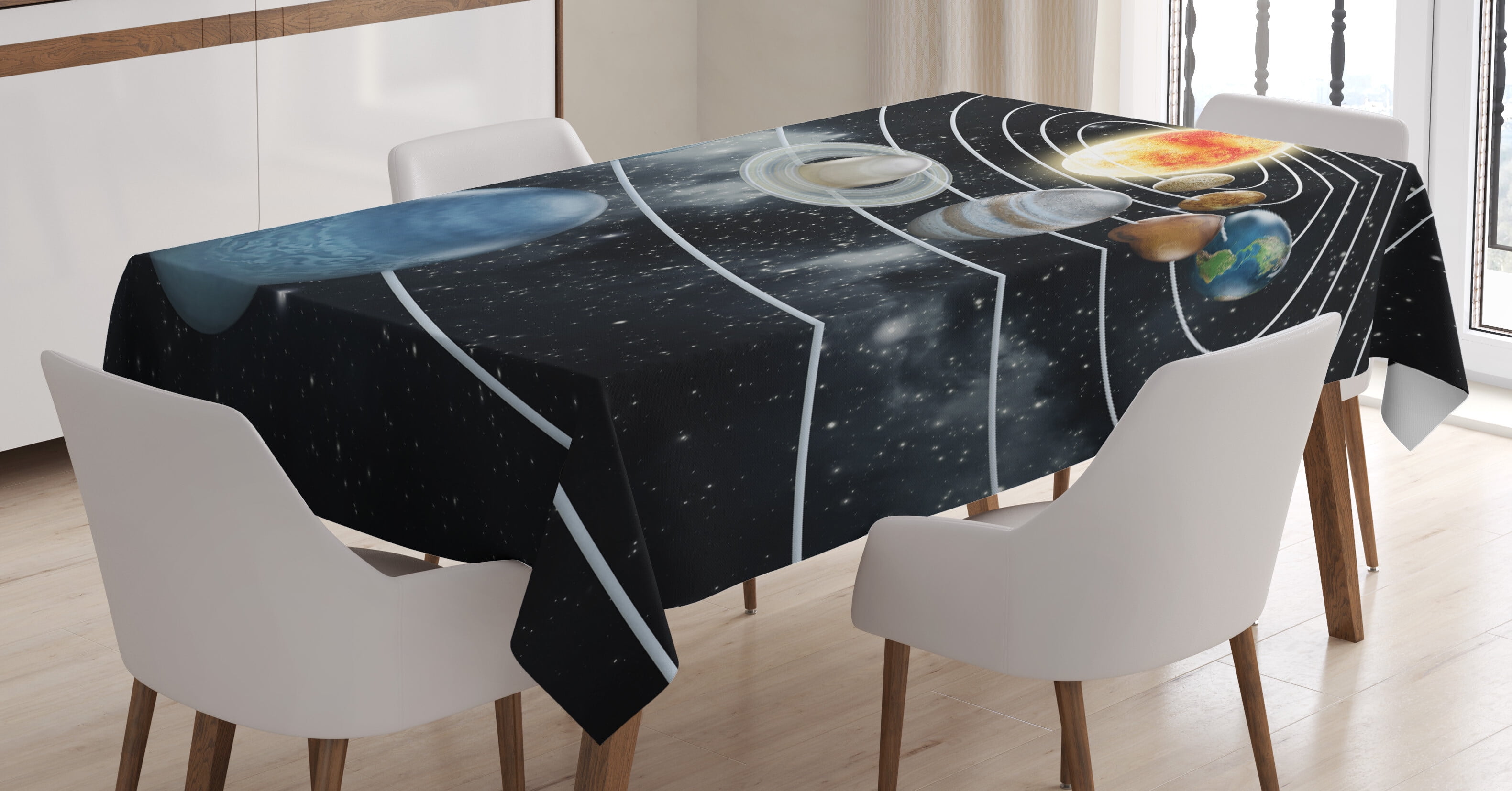 Ambesonne Galaxy Tablecloth Rectangular Table Cover, Solar System Sun ...
