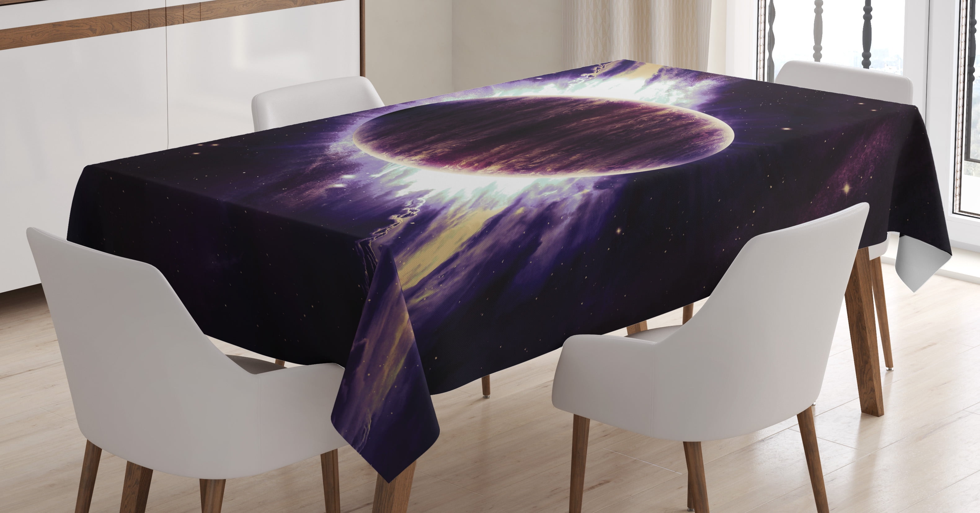 Ambesonne Galaxy Tablecloth Rectangular Table Cover, Trippy Planet ...
