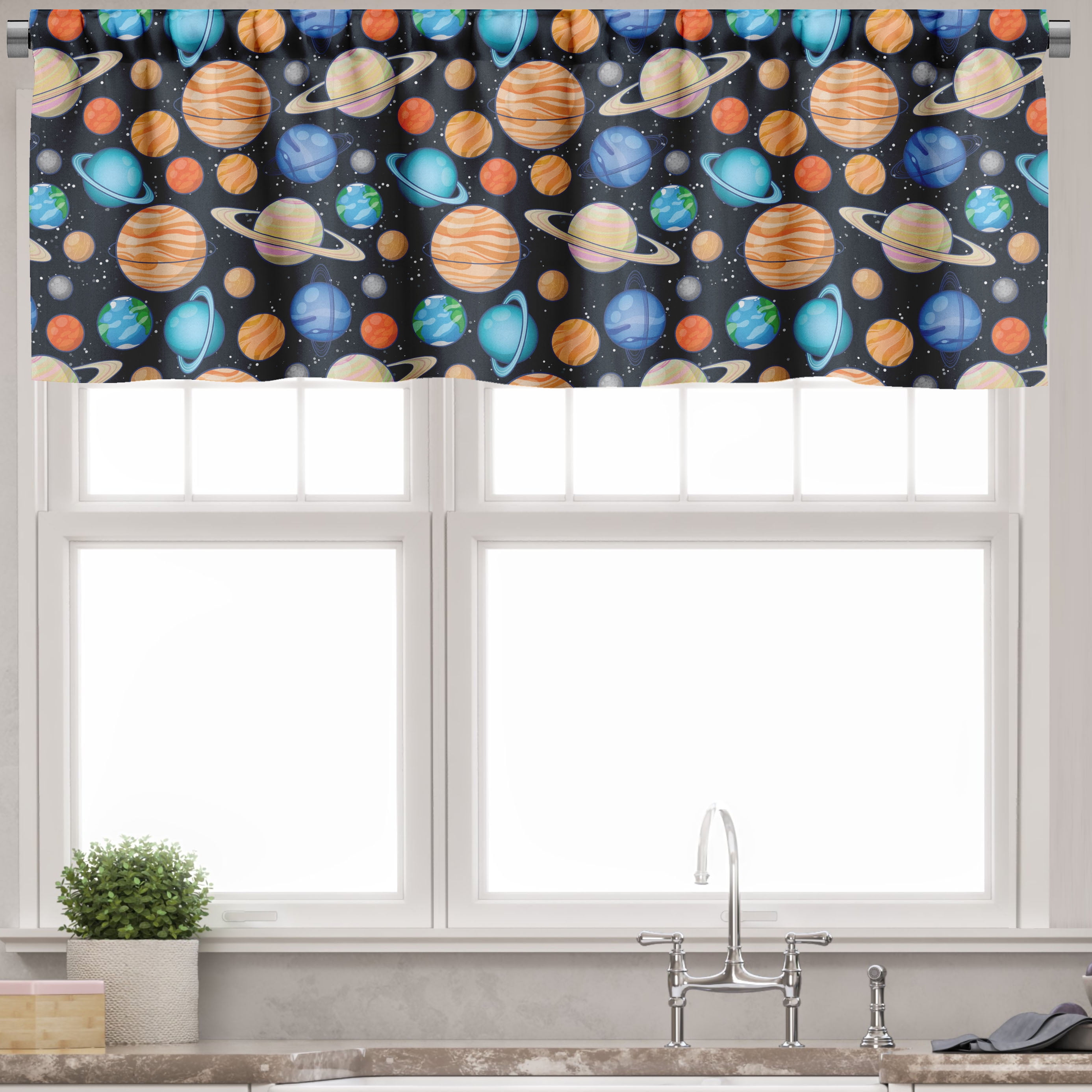 Ambesonne Galaxy Window Valance, Galaxy Space Art Solar, 54" X 12 ...