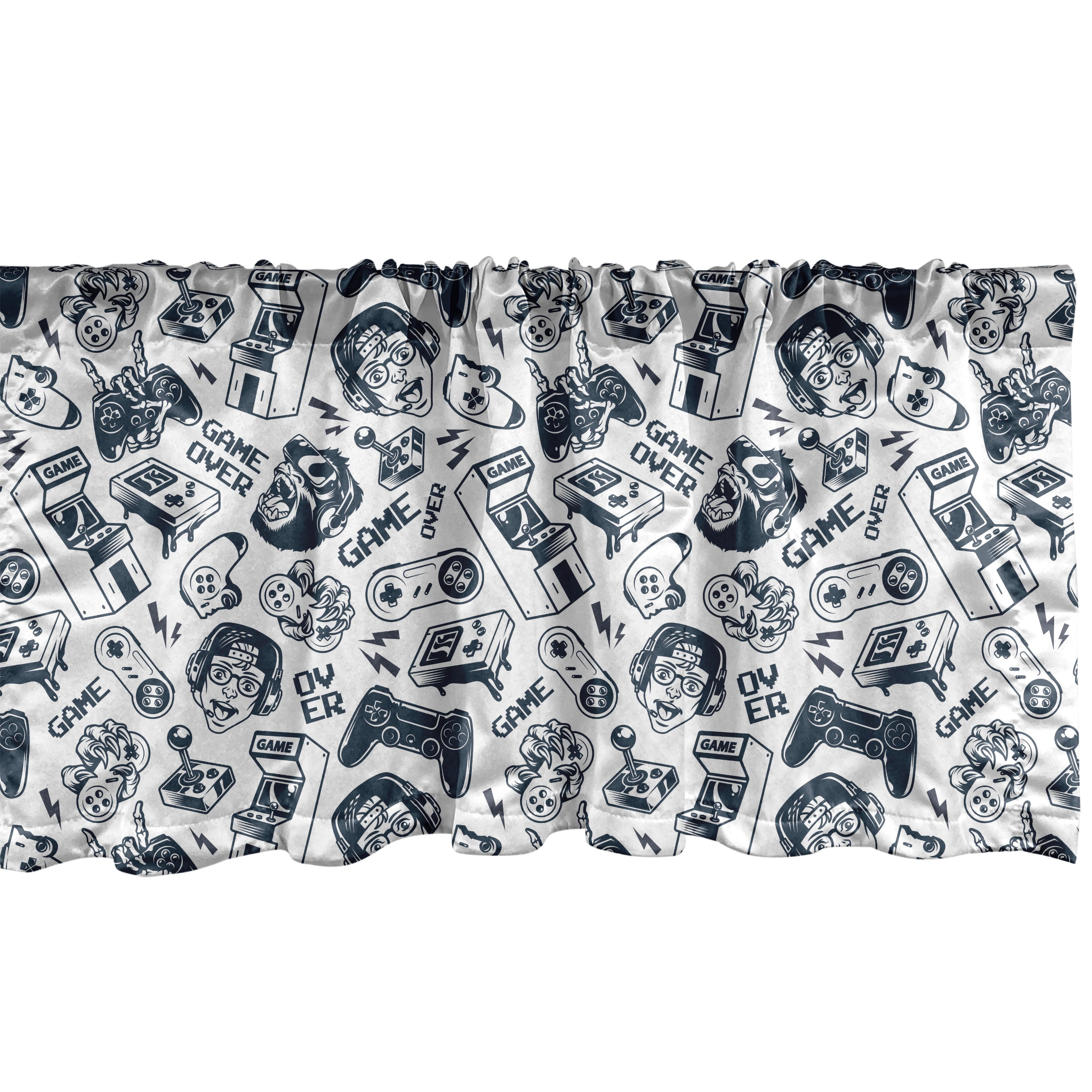 Ambesonne Gaming Window Valance, Game Over Vintage Video Game, 54" X 12 ...