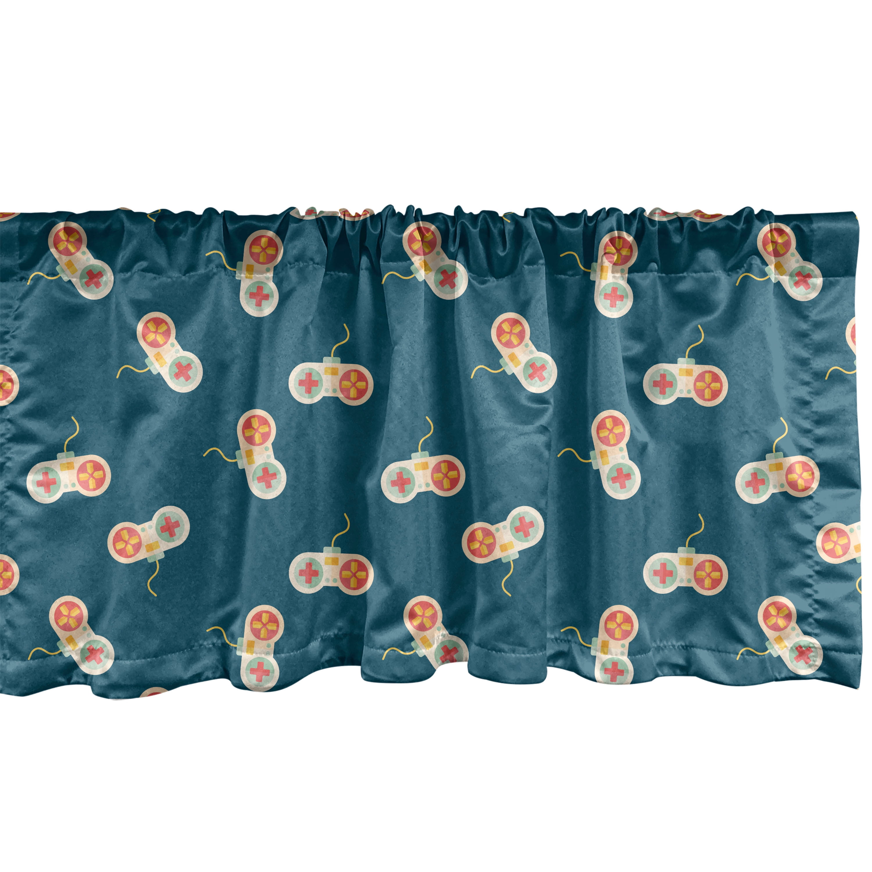 Ambesonne Gaming Window Valance, Video Games Consoles 90s, 42" x 18 ...