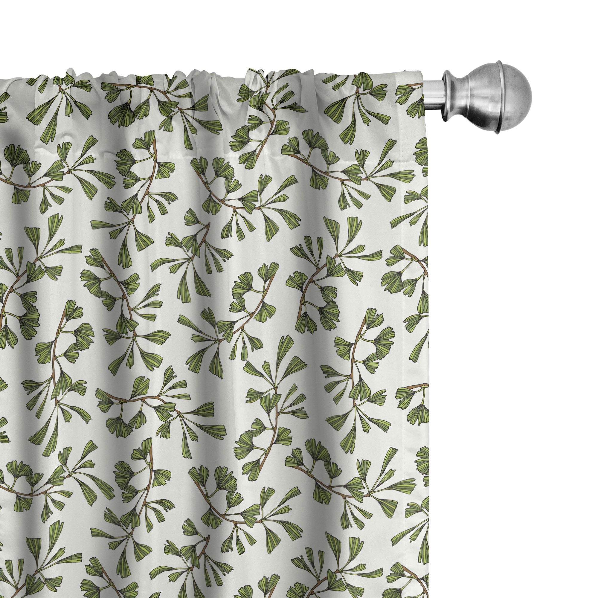 Ambesonne Garden Window Curtains, Hand-Drawn Ginkgo Leaves Art, Each 28 ...