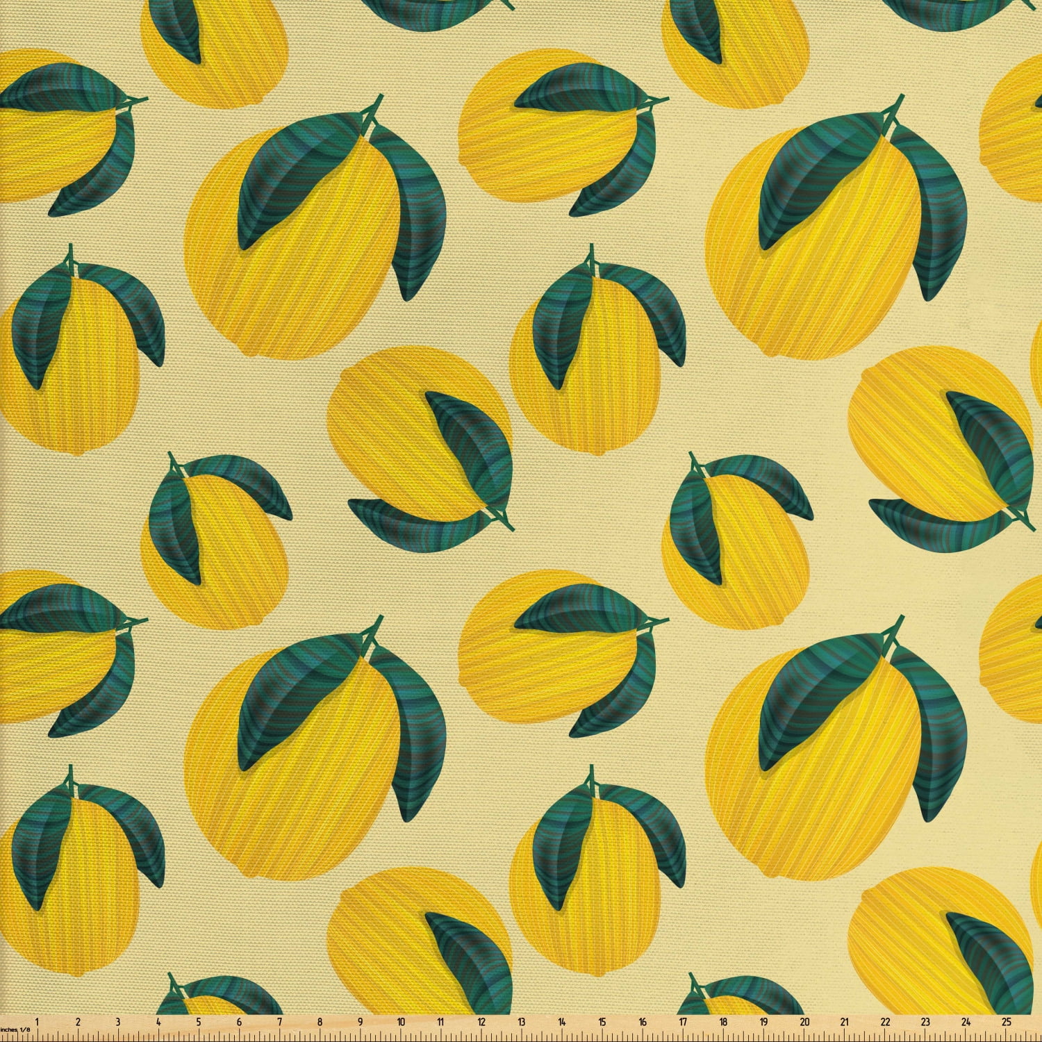Ambesonne Garden Art Fabric by the Yard Upholstery, Graphic Lemons ...