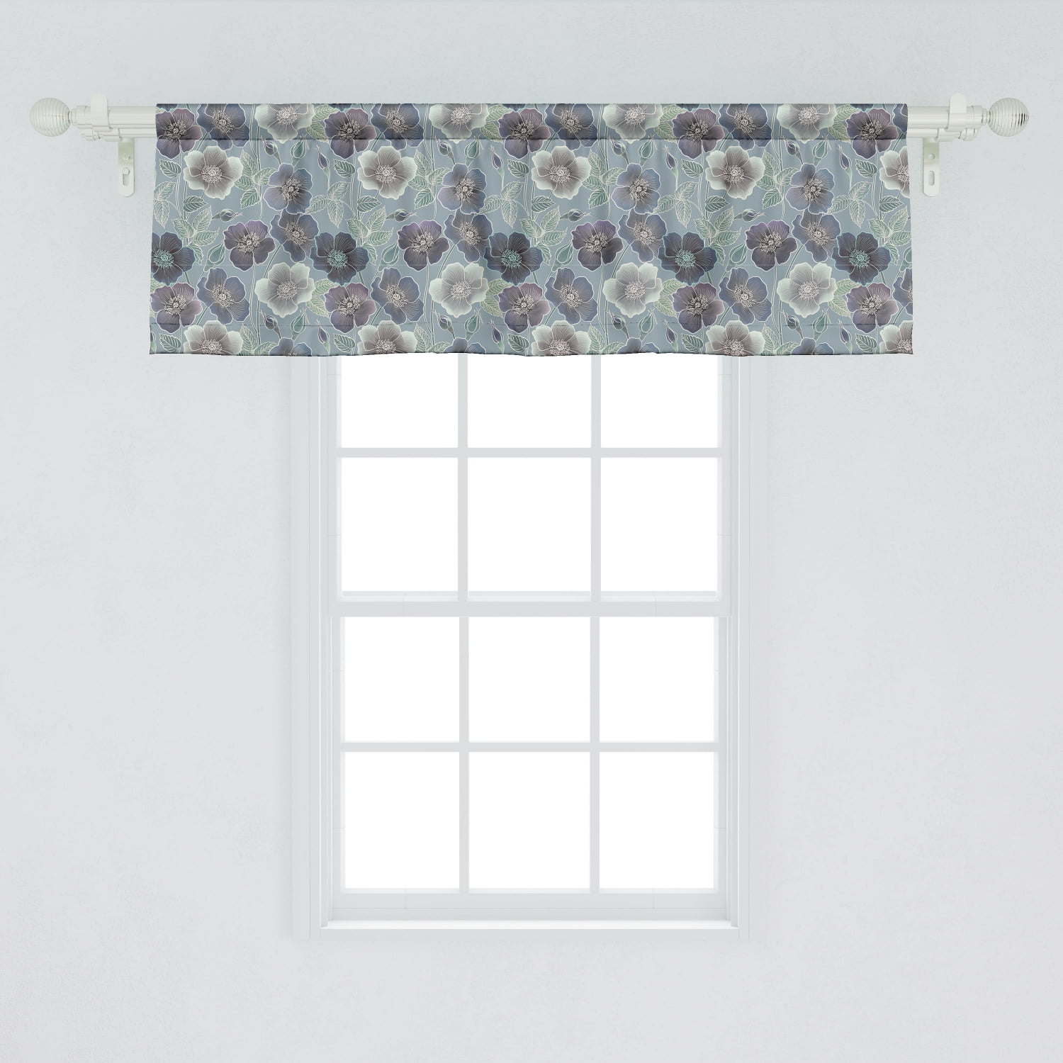 Ambesonne Garden Art Window Valance Floral Ornamental Arrangement With