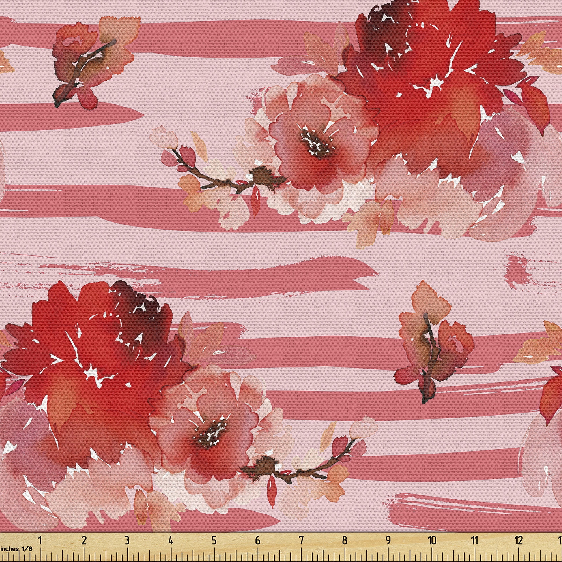 Ambesonne Garden Fabric by the Yard Upholstery, Floral Watercolor ...