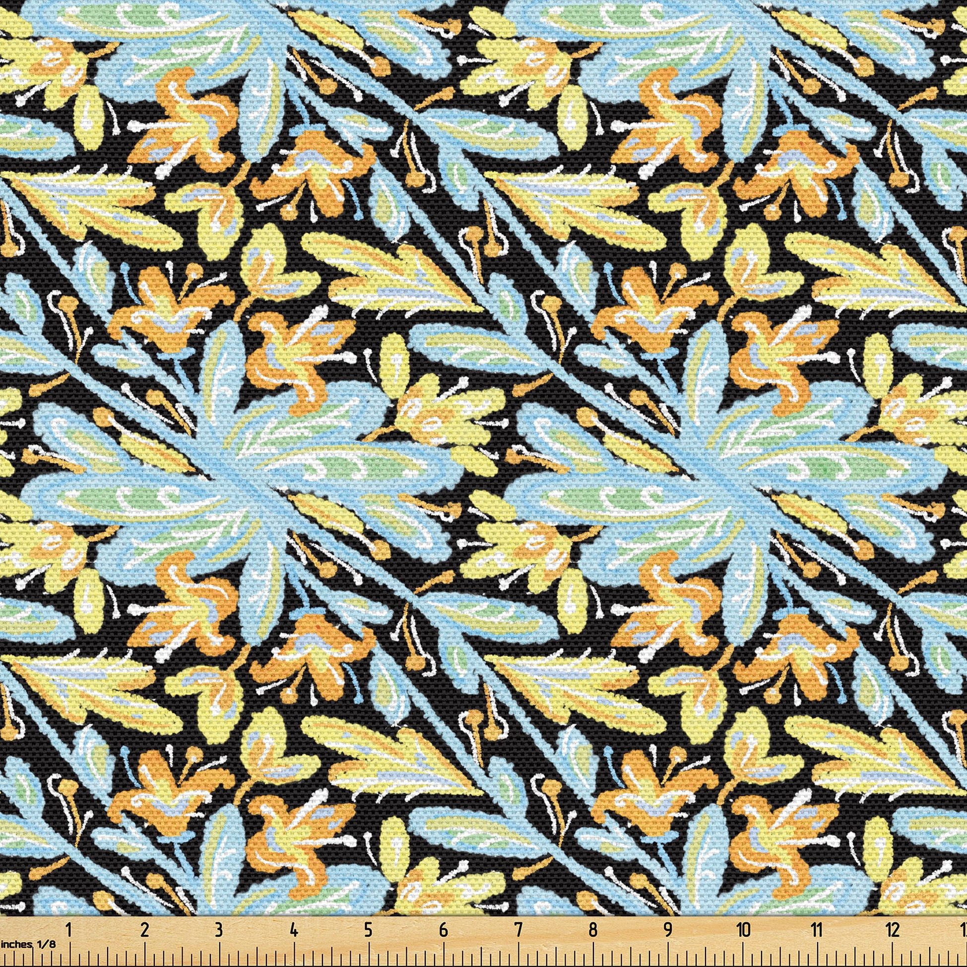 Ambesonne Garden Fabric by the Yard Upholstery, Vintage Flora ...