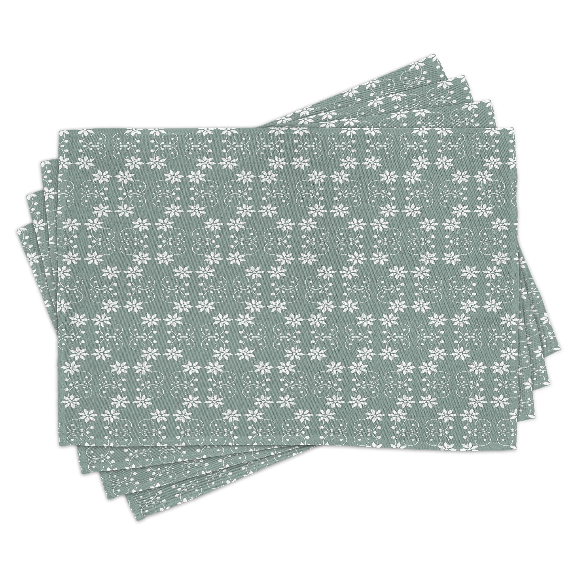 Ambesonne Garden Place Mats Set of 4, Baroque Style Curly Ornament ...