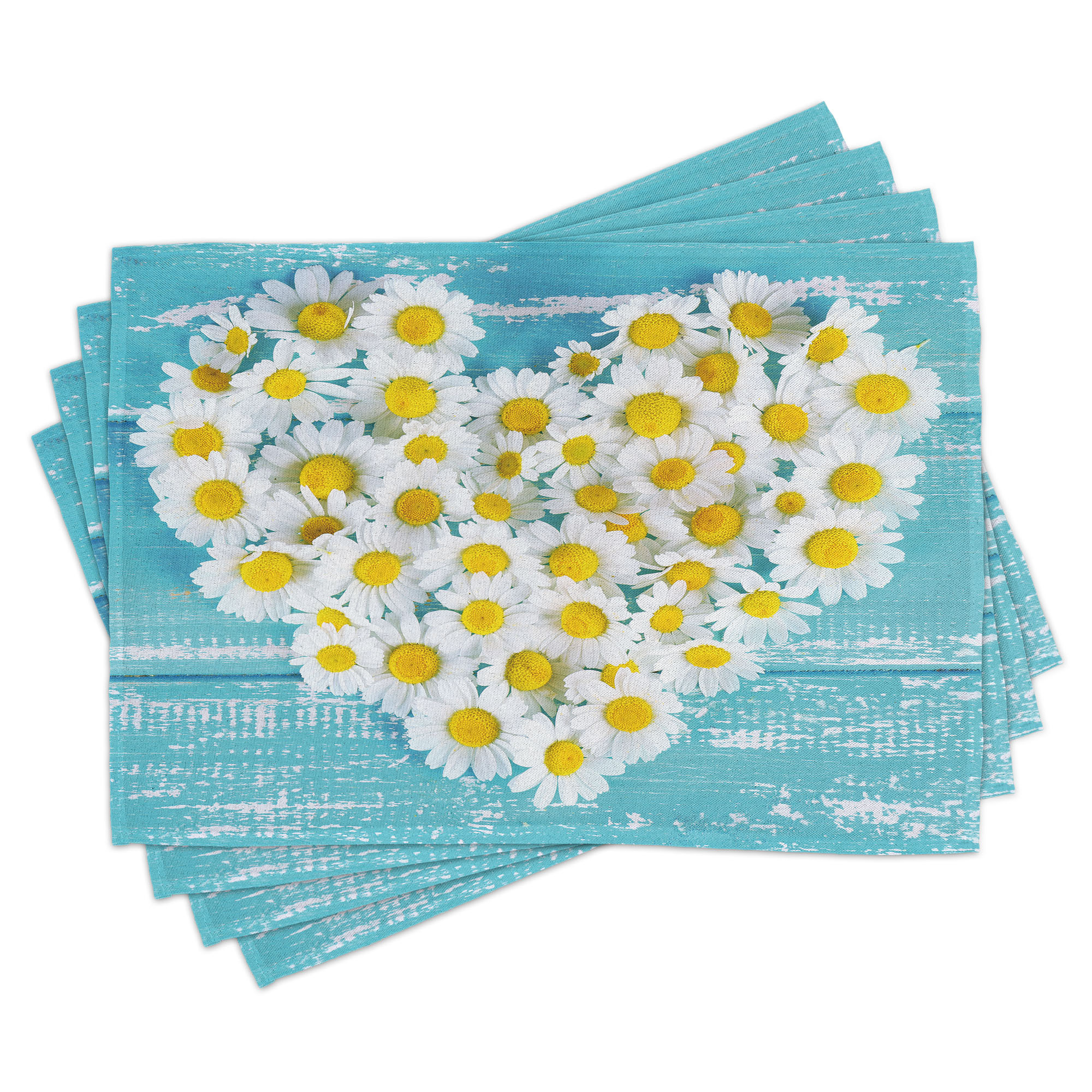 Ambesonne Garden Place Mats Set of 4, Heart Shaped Daisy, Standard Size ...