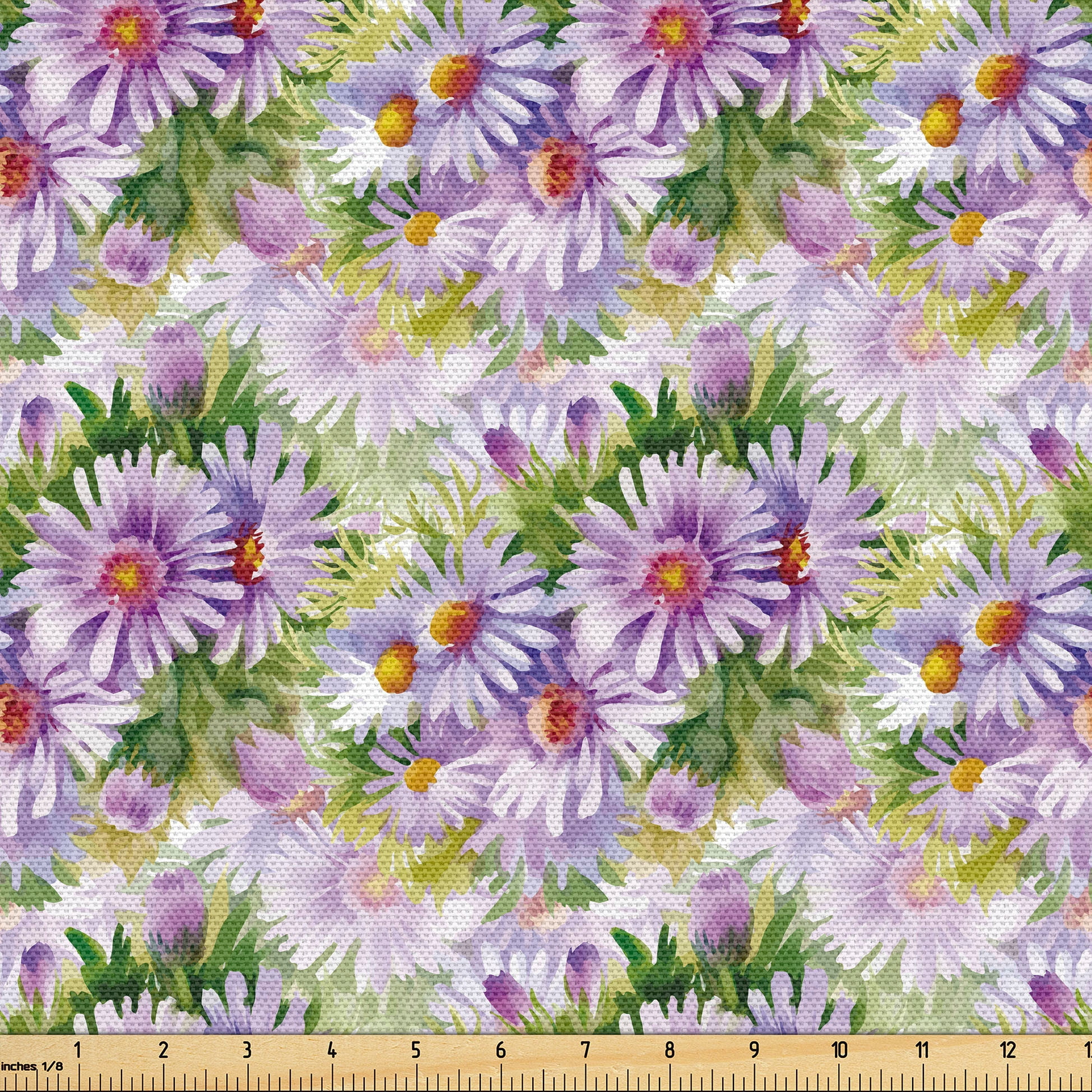 Ambesonne Garden Scene Fabric by the Yard Upholstery, Art Pastel ...