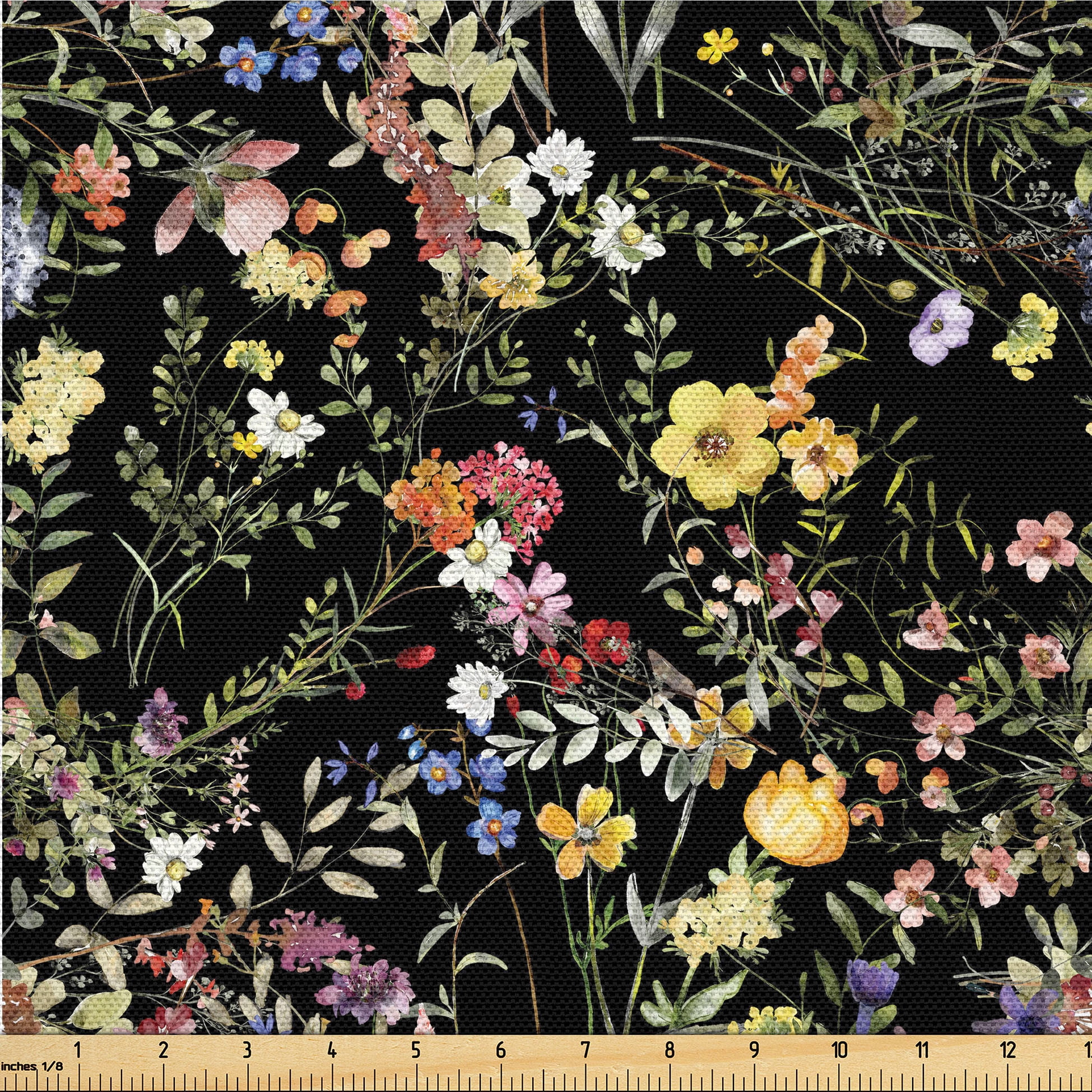 Ambesonne Garden Scene Fabric by the Yard Upholstery, Colorful Leaves ...