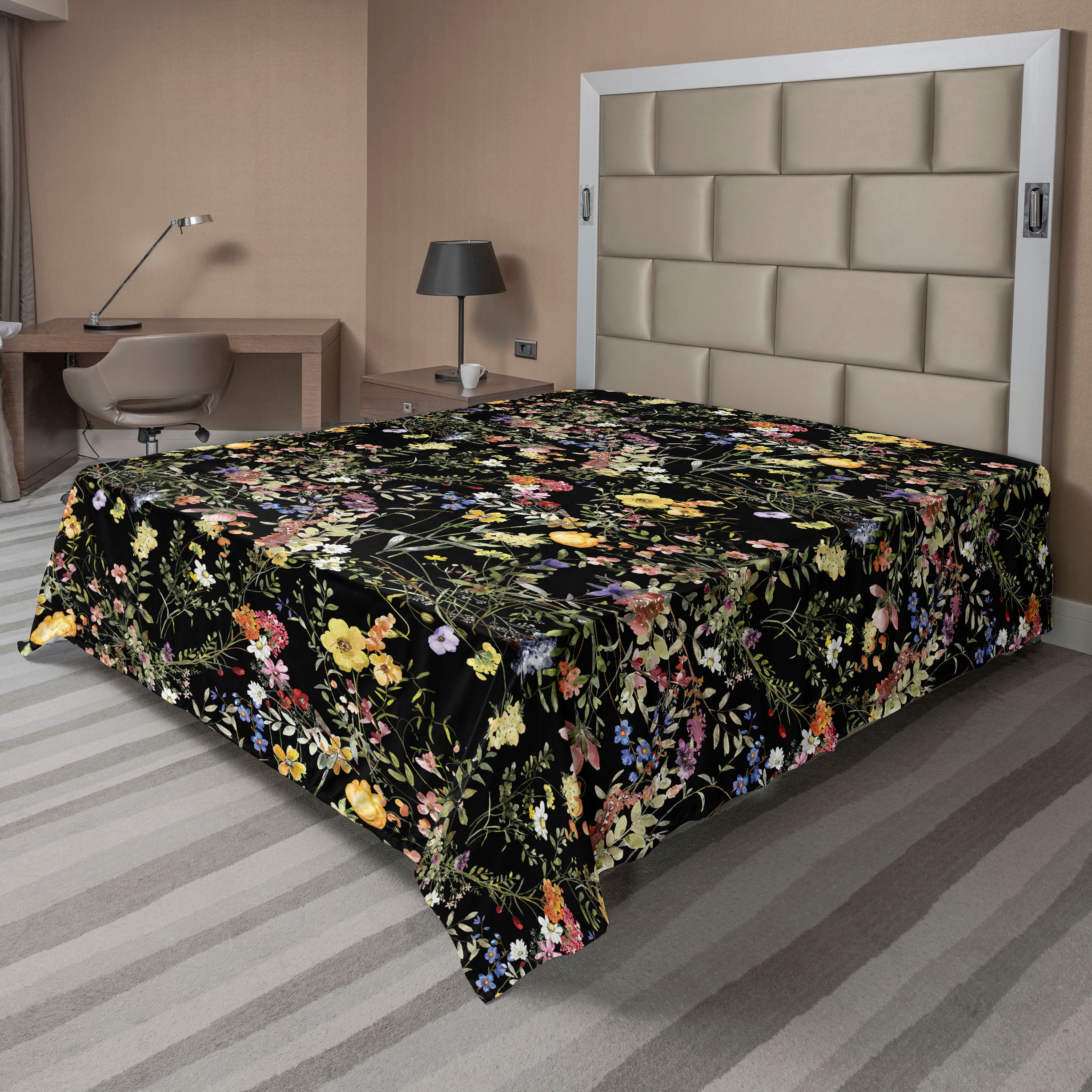 Ambesonne Garden Scene Flat Bedding Sheet Soft Top Sheet, Colorful ...