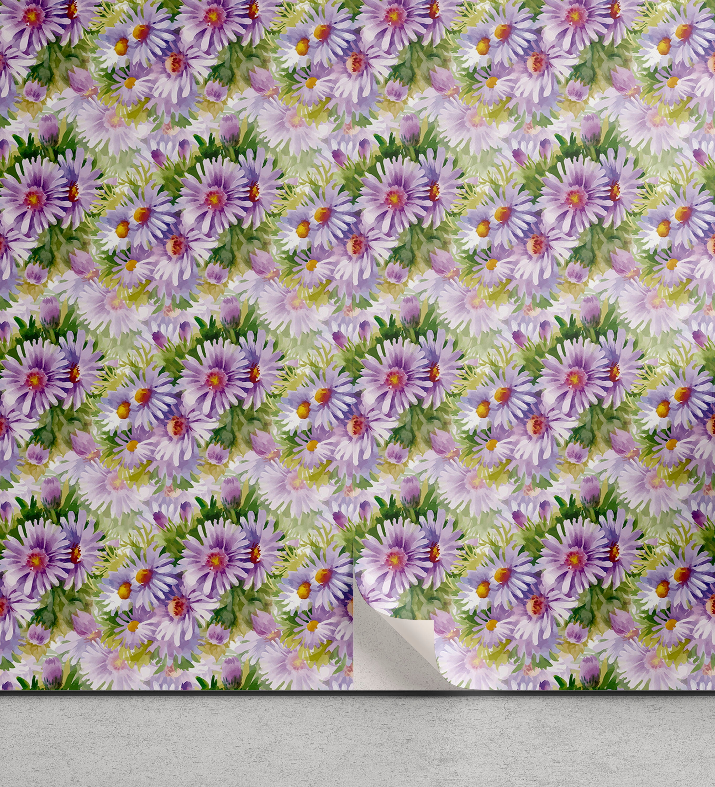 Ambesonne Garden Scene Peel & Stick Wallpaper for Home, Art Pastel Chamomile, 13"x72", Pale ...