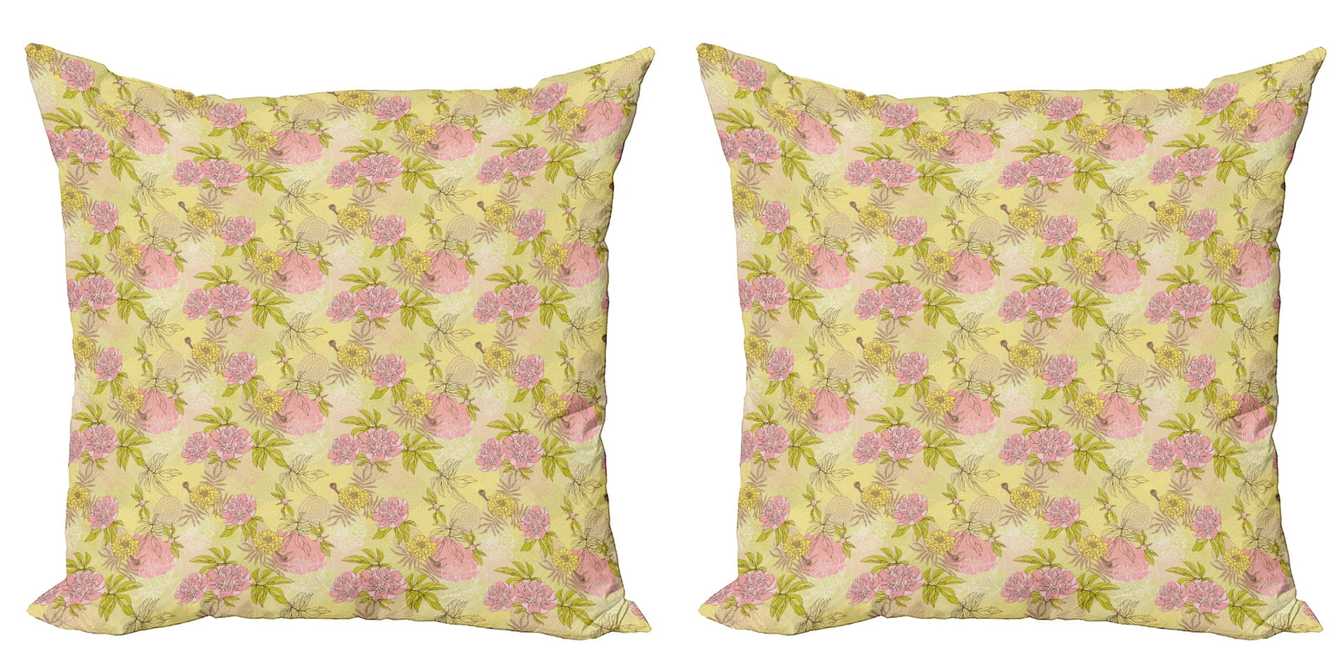 Ambesonne Garden Throw Pillow Cover 2 Pack, Tender Spring Blossoms, 24 ...