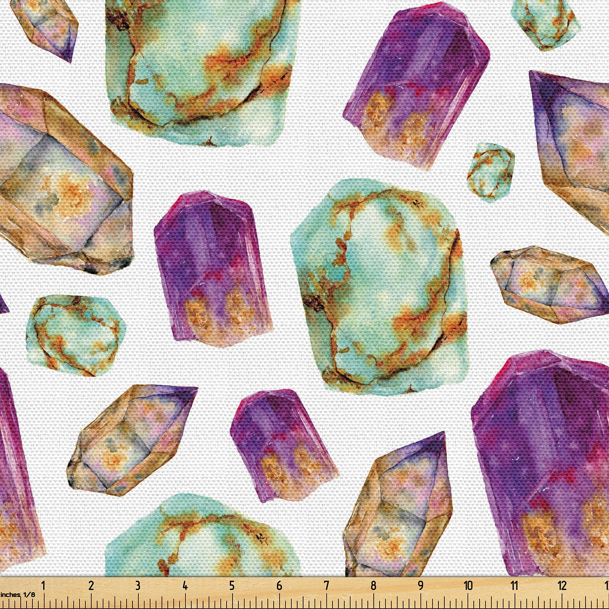 Ambesonne Gemstone Print Fabric by the Yard Upholstery, Nature Boho ...