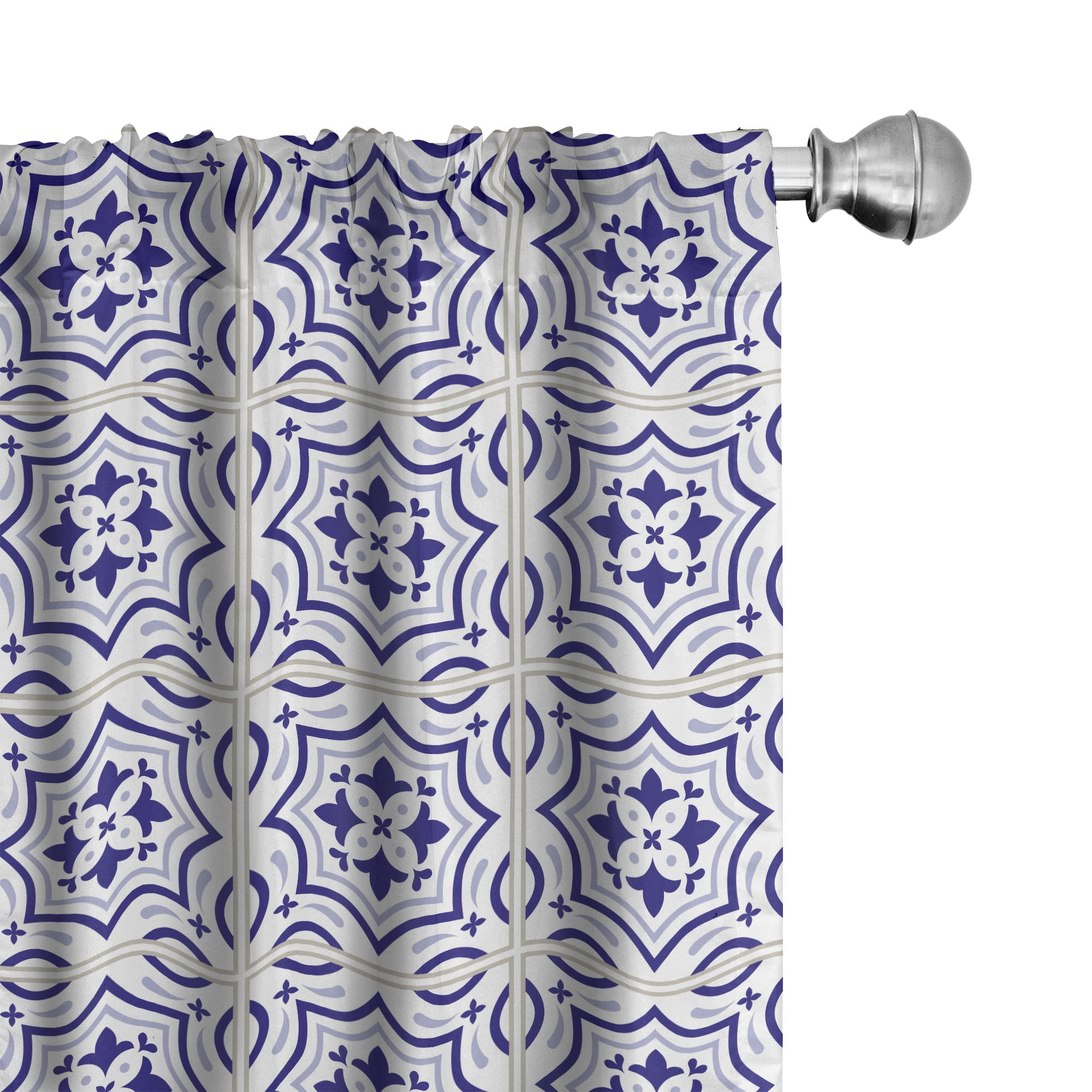Ambesonne Geometrıc 4-Panel Curtains, Portuguese Floor Tile, 56"x63 ...