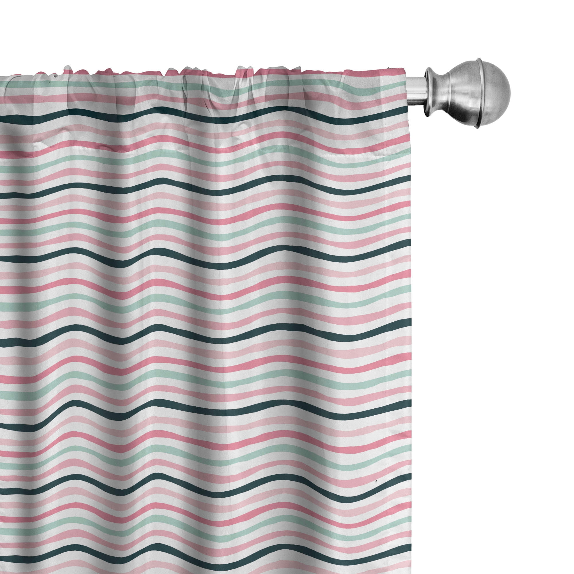 Ambesonne Geometric Window Curtains, Contemporary Wavy Stripes, Each 28 ...