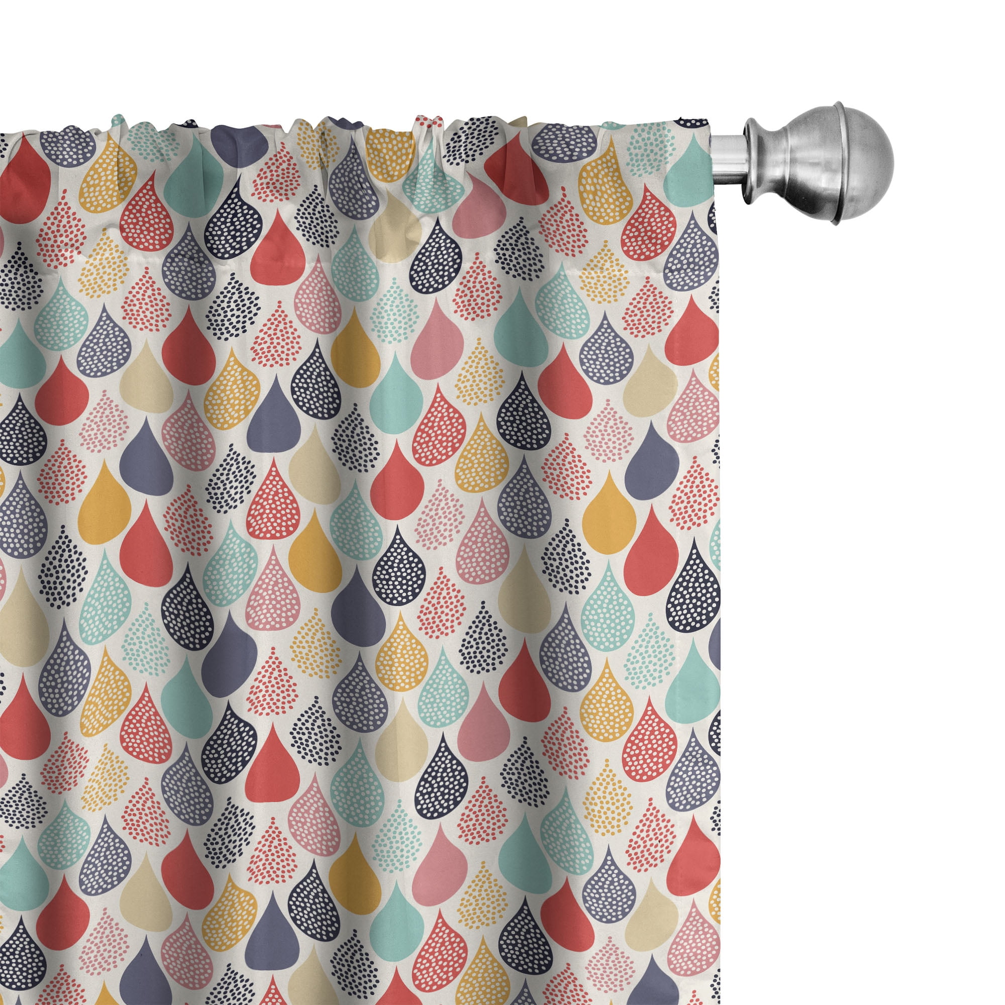 Ambesonne Geometric Window Curtains, Doodle Rainbow Style, Each 28" W x ...