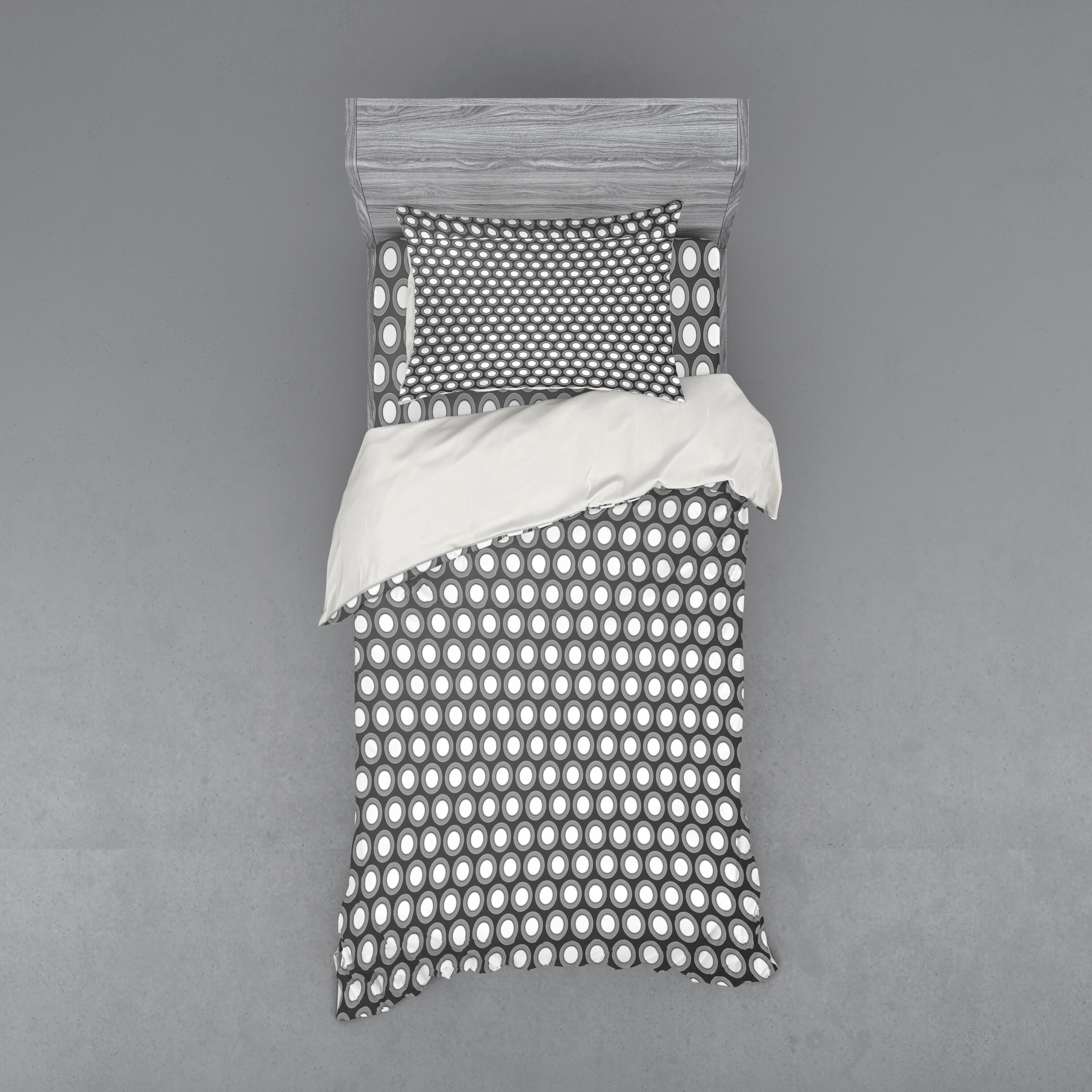 Ambesonne Geometric Bedding Set 3 Pcs, Circular Disc Forms, Twin, White ...