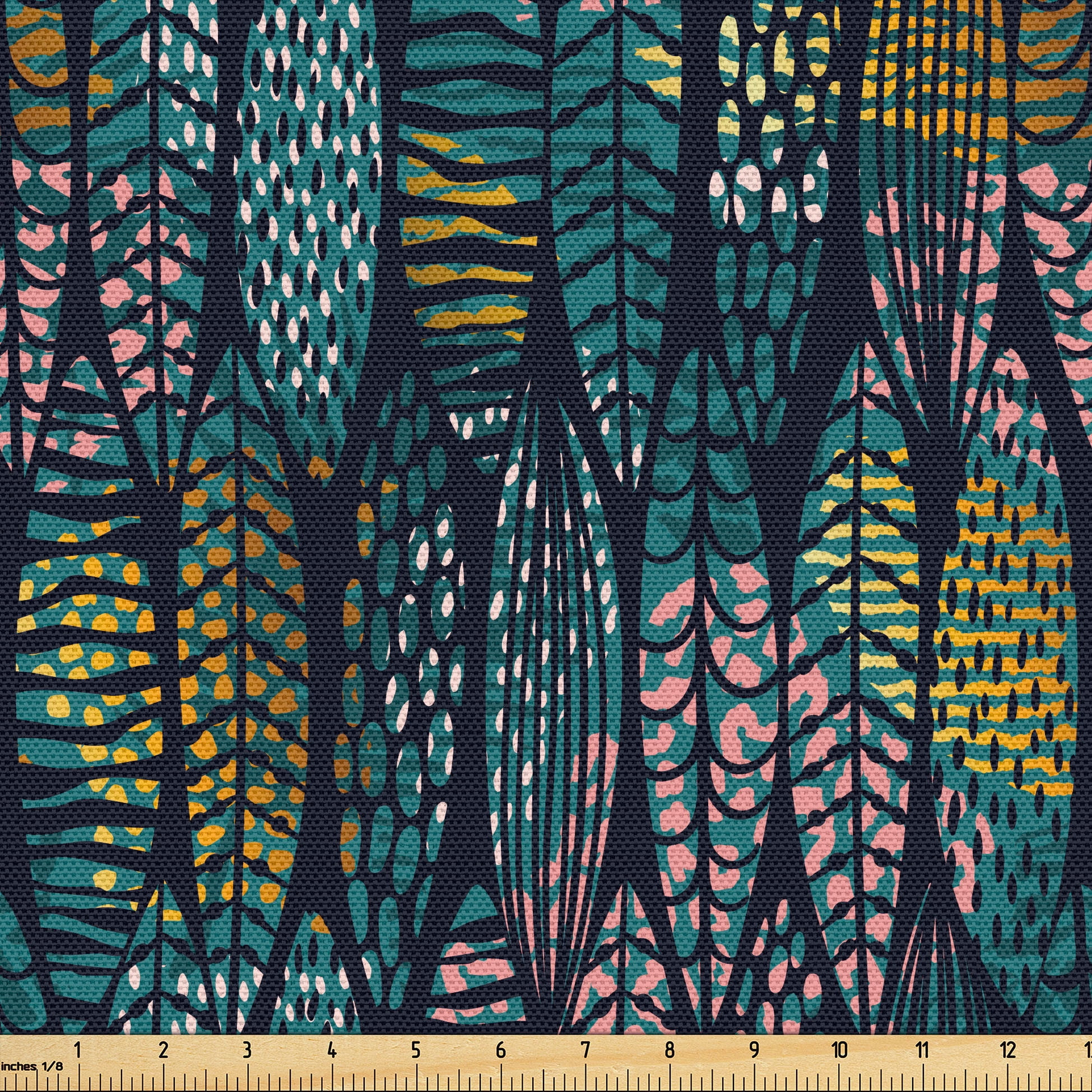 Ambesonne Geometric Boho Fabric by the Yard Upholstery, Tropical Ethnic ...