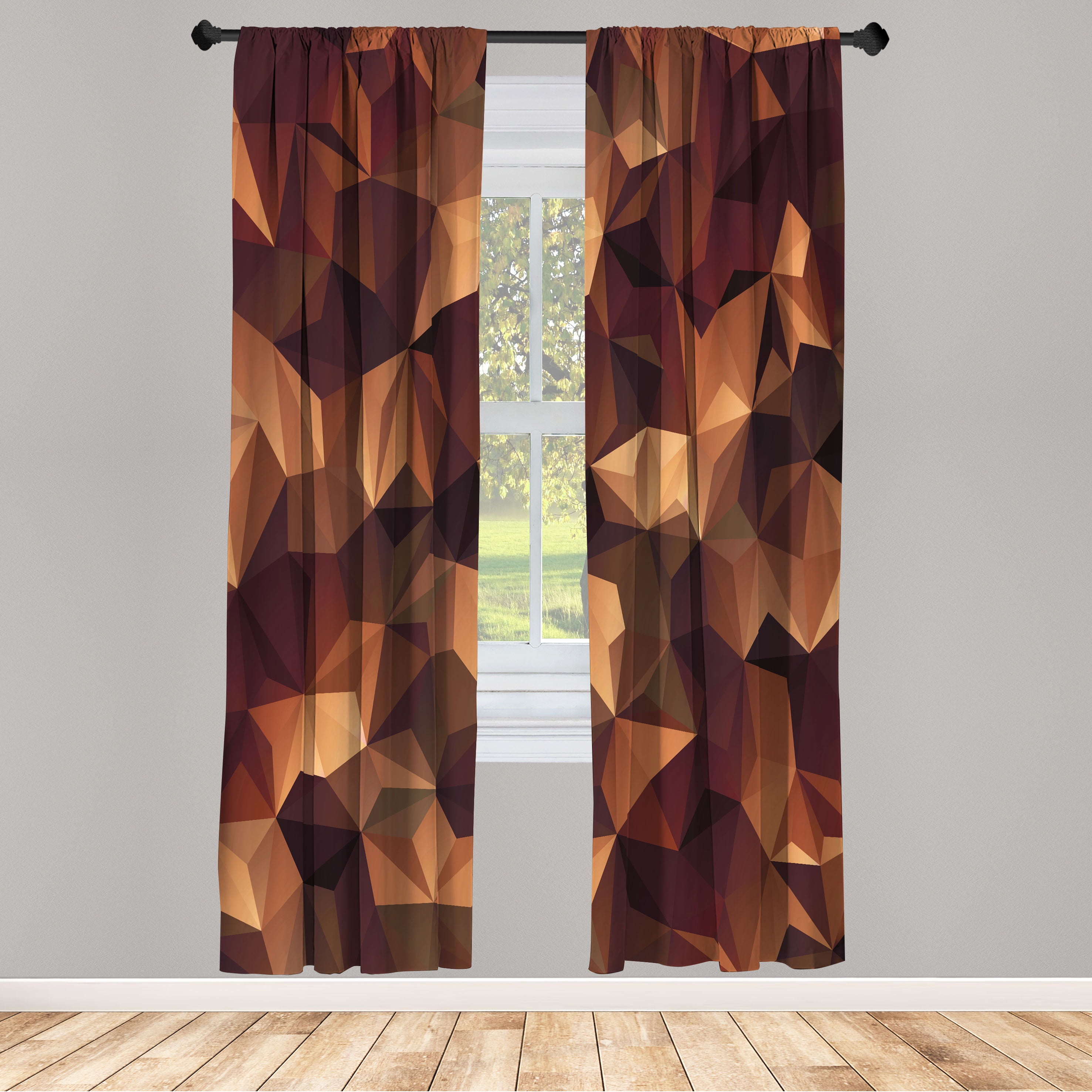 Ambesonne Geometric Curtains, Abstract Camo Design Art, Pair of 28"x84 ...