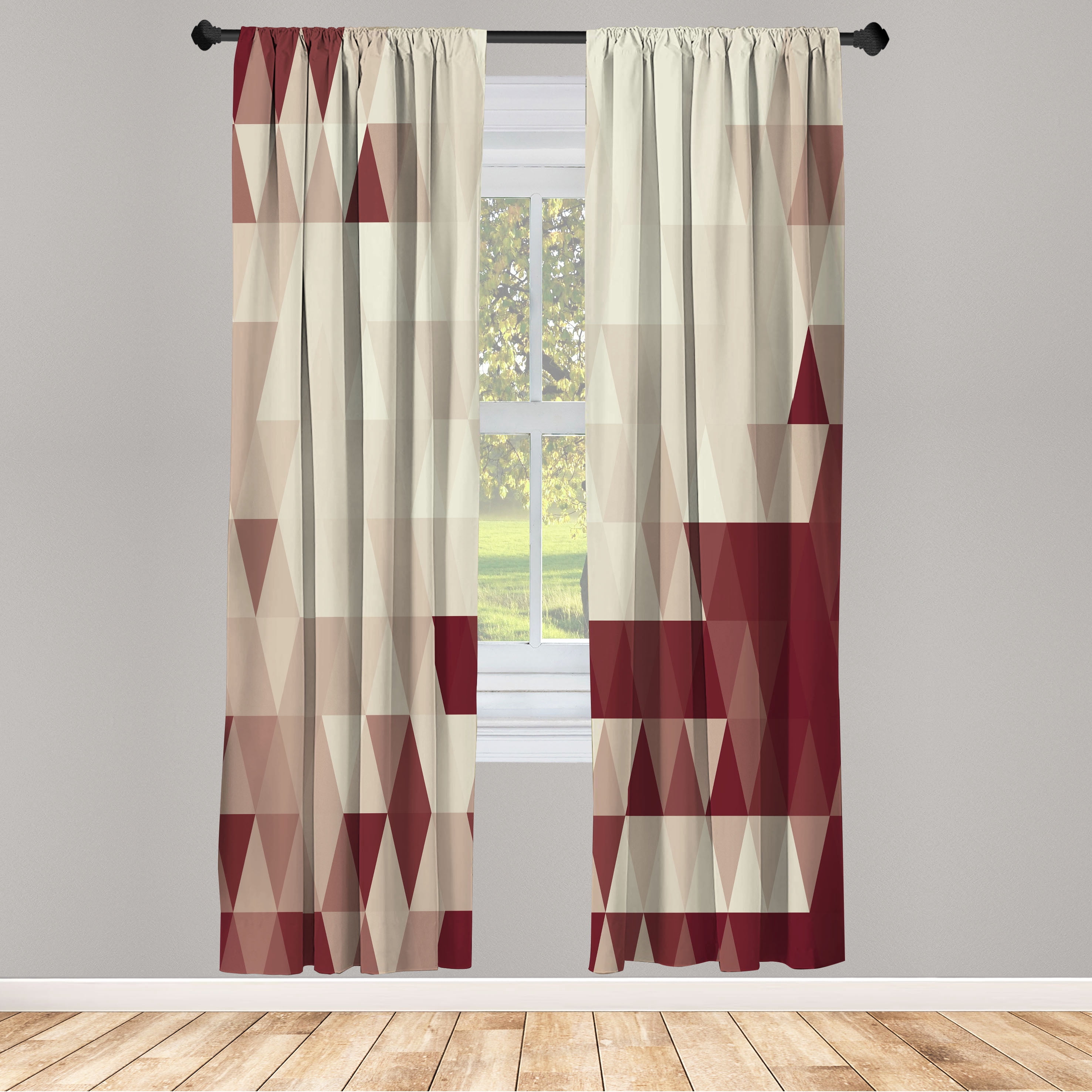 Ambesonne Geometric Curtains, Abstract Triangle Pattern, Pair of 28"x95 ...