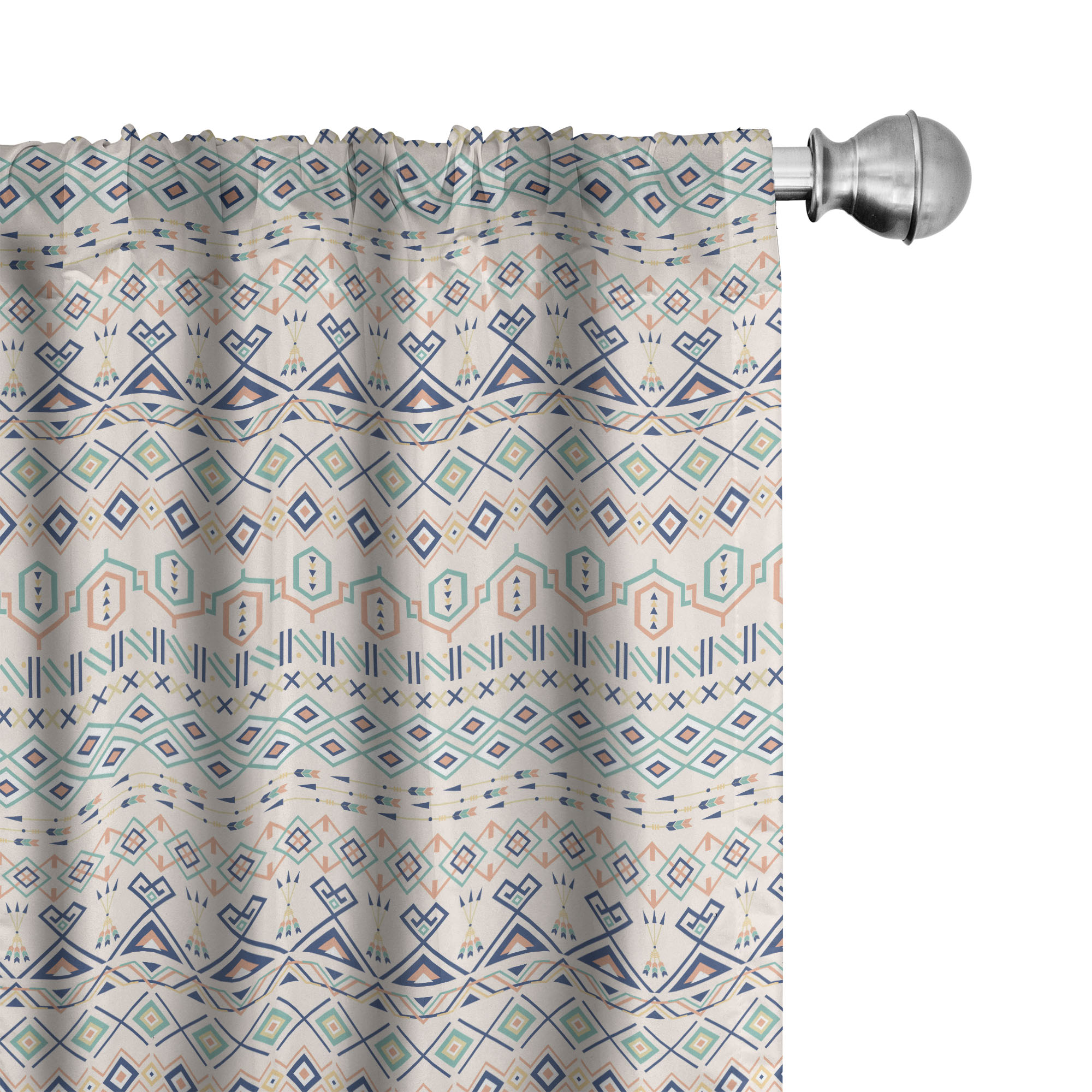 Ambesonne Geometric Curtains, Aztec Motifs Squares, Pair of 28"x84 ...