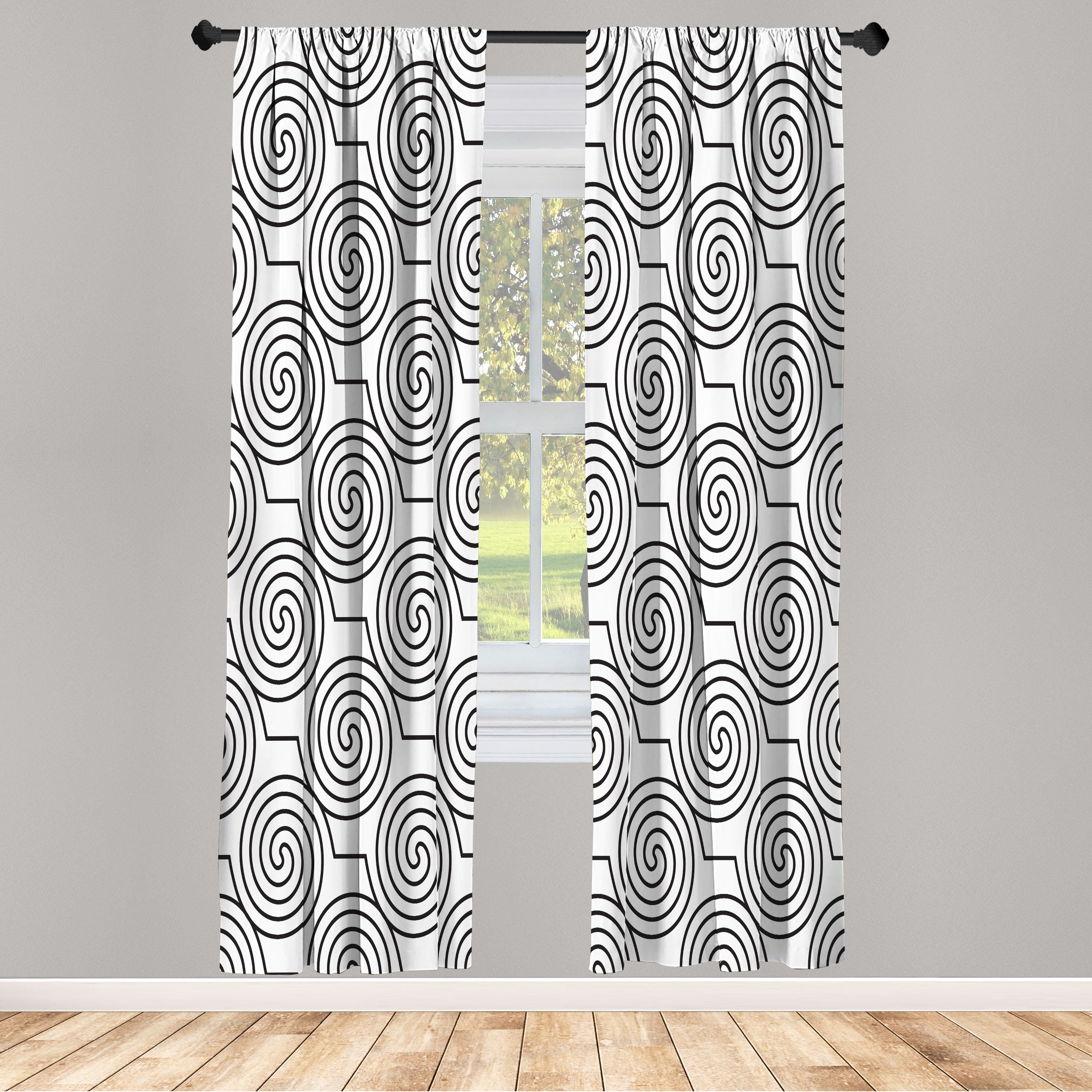 Ambesonne Geometric Curtains, Diagonal Zigzag Swirl, Pair of 28"x95 ...