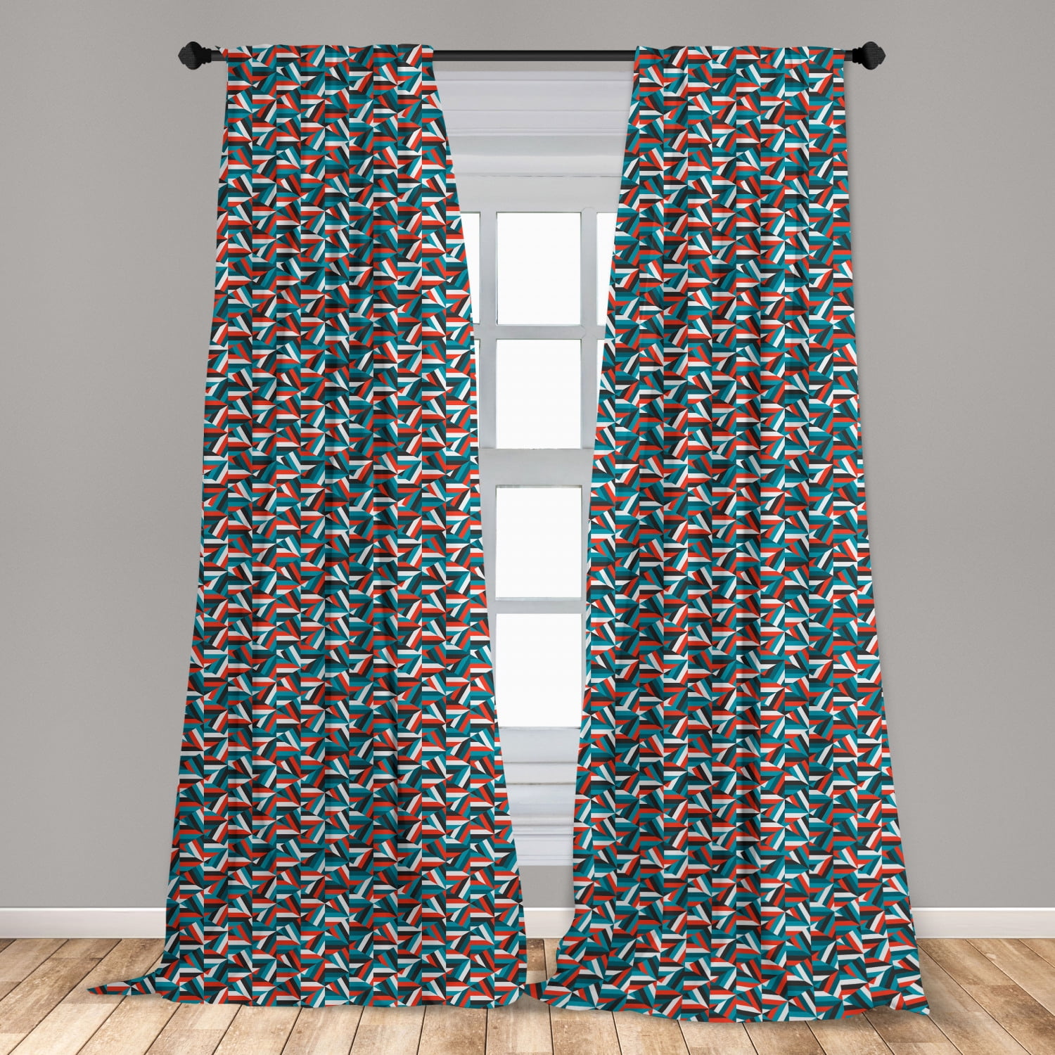 Ambesonne Geometric Curtains, Triangle Shapes Mosaic, Pair of 28"x63 ...