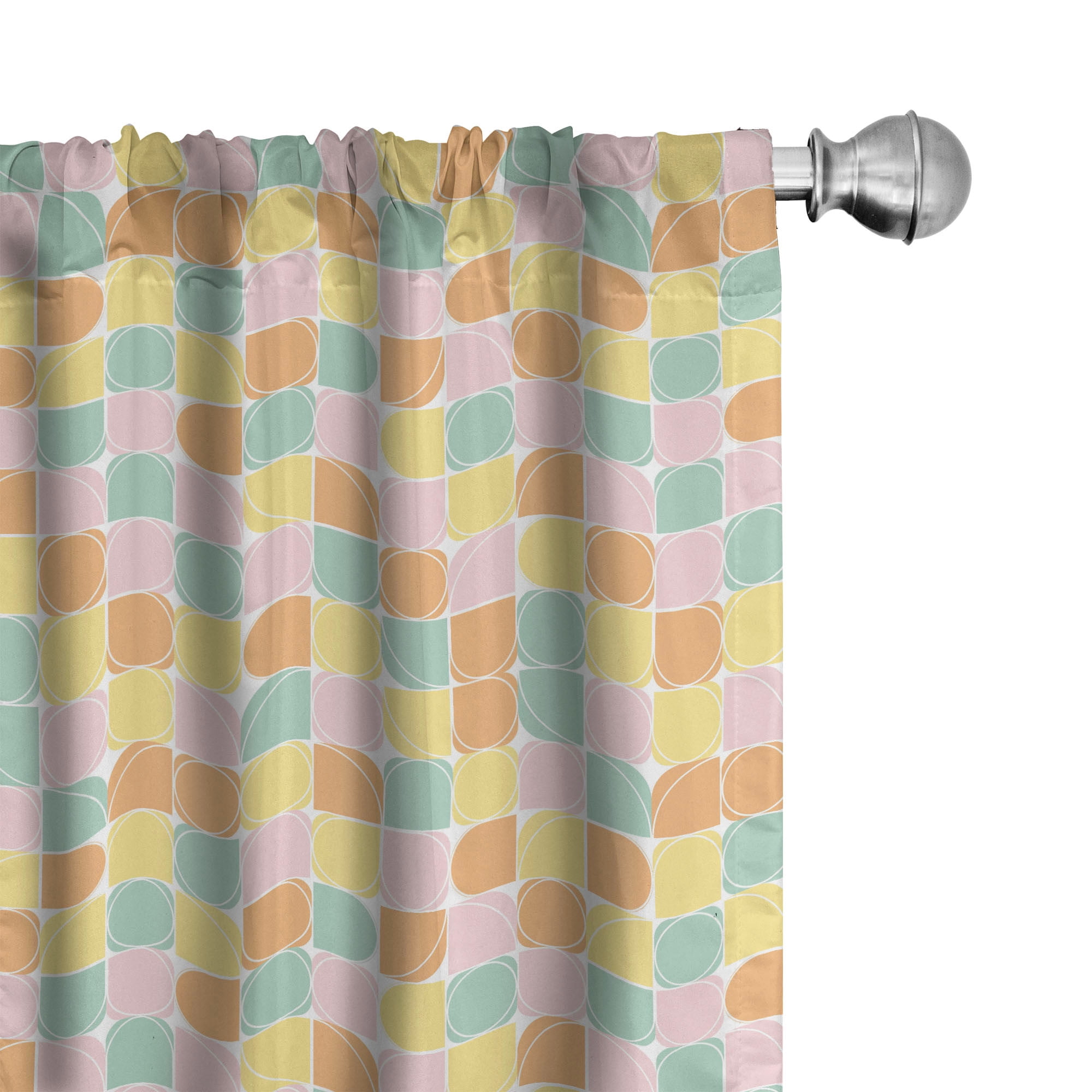 Ambesonne Geometric Curtains, Triangular Shapes Circles, Pair of 28"x63 ...
